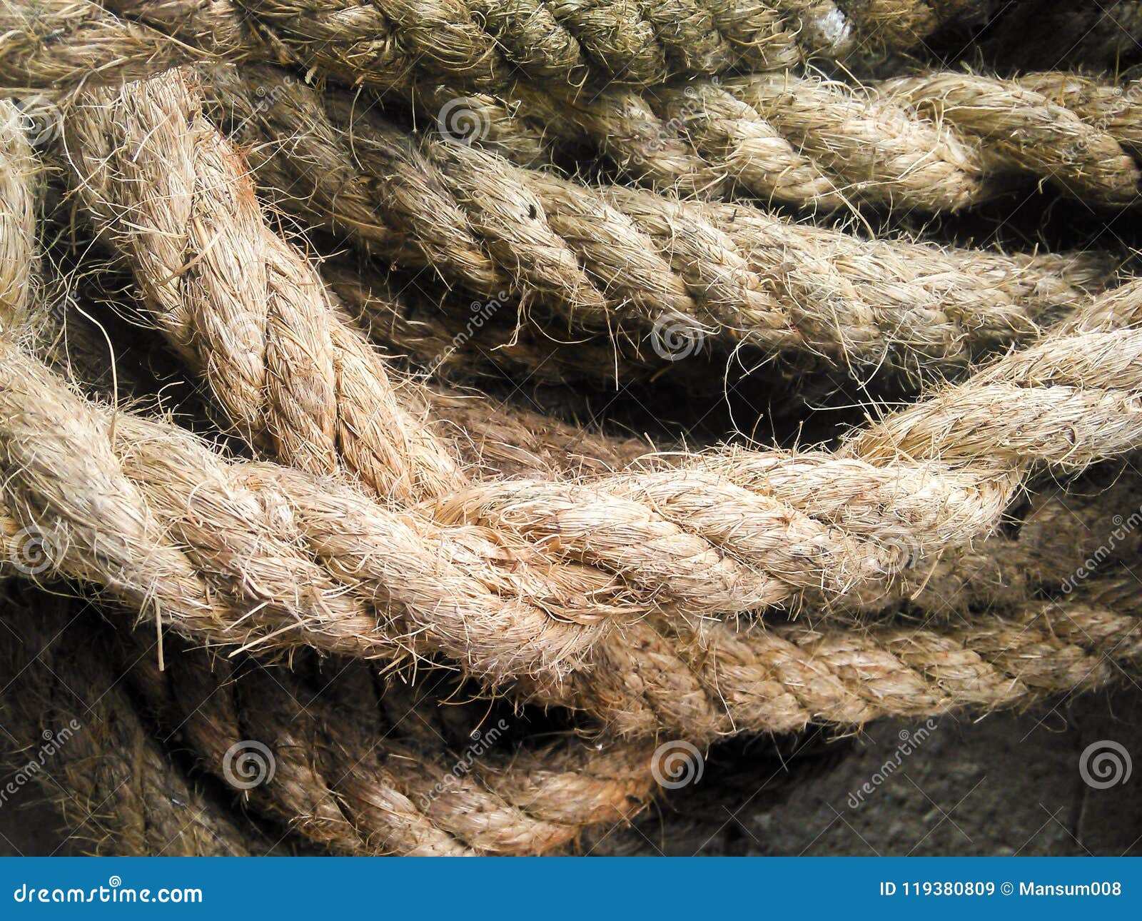 Old rope on the ground stock image. Image of ragged - 119380809