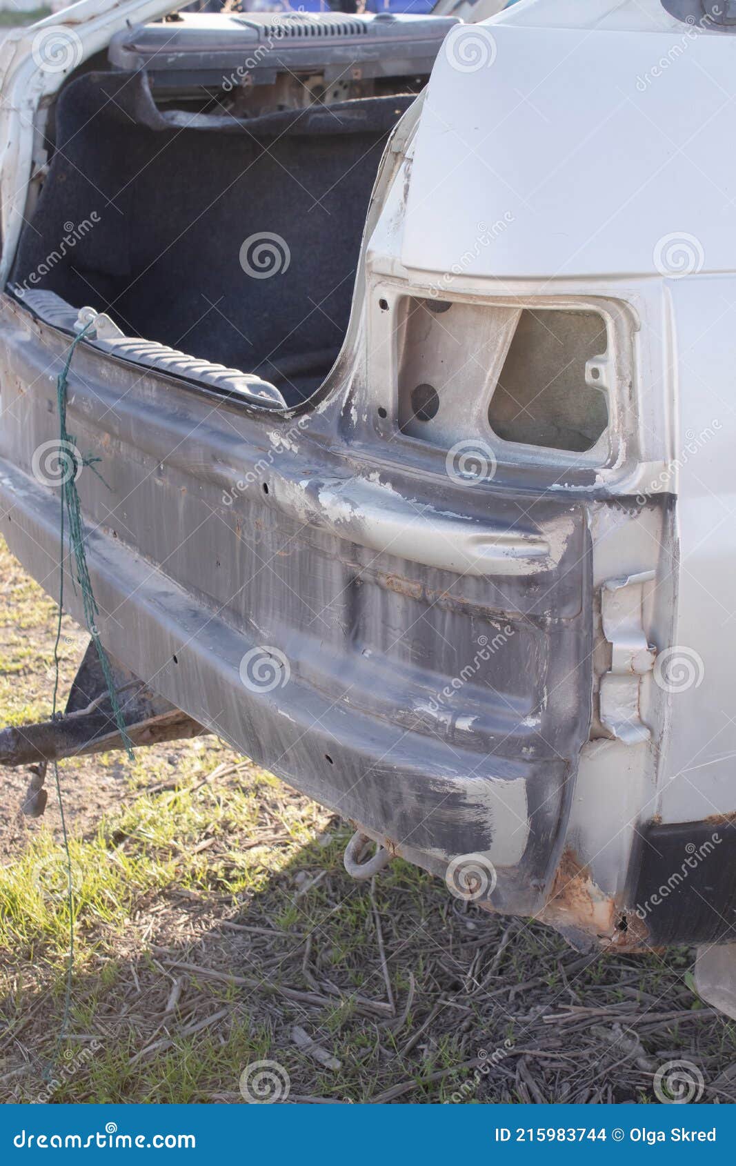 Close Up of an Old Rusty Broken Automobile. Car Crash or Fire ...