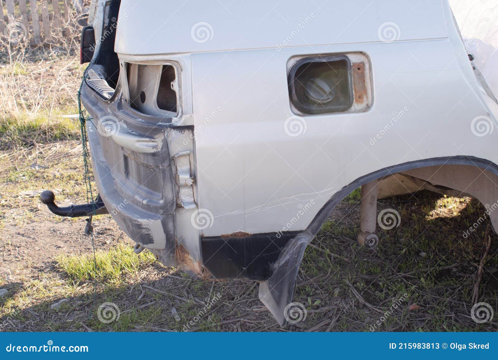 Close Up of an Old Rusty Broken Automobile. Car Crash or Fire ...