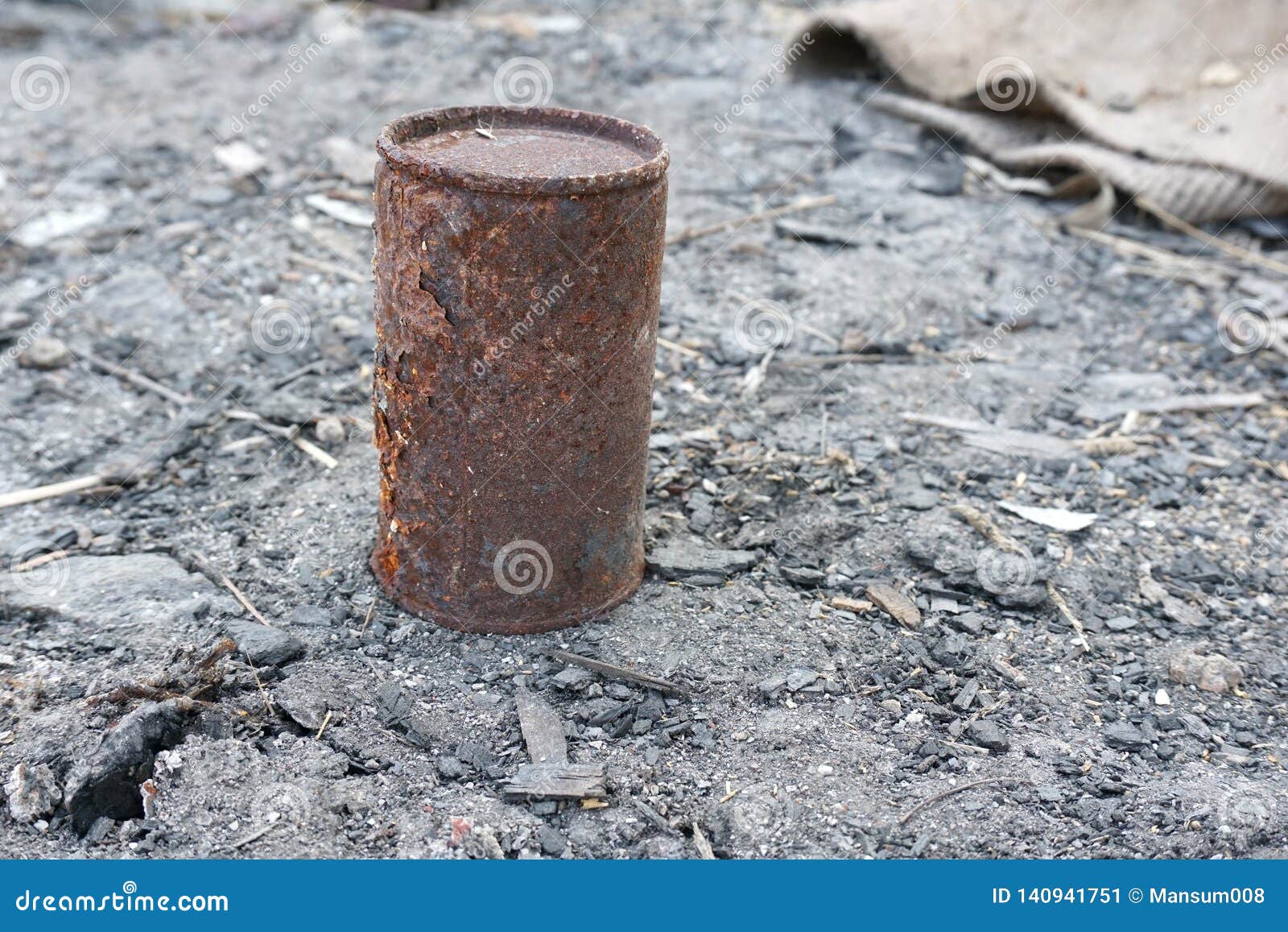 Old Rusty Can on the Ground Stock Image - Image of recycle, lution ...