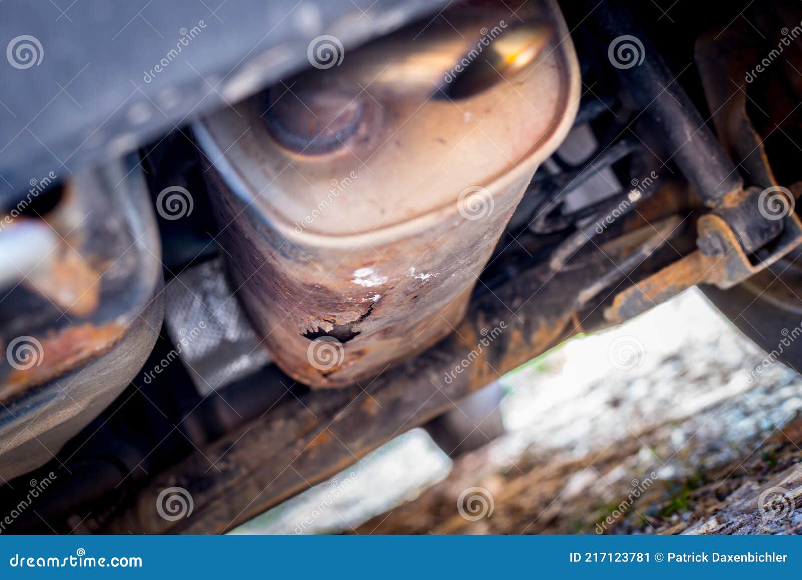 Environmental Pollution Concept: Close Up of Old Rust Eaten Exhaust ...