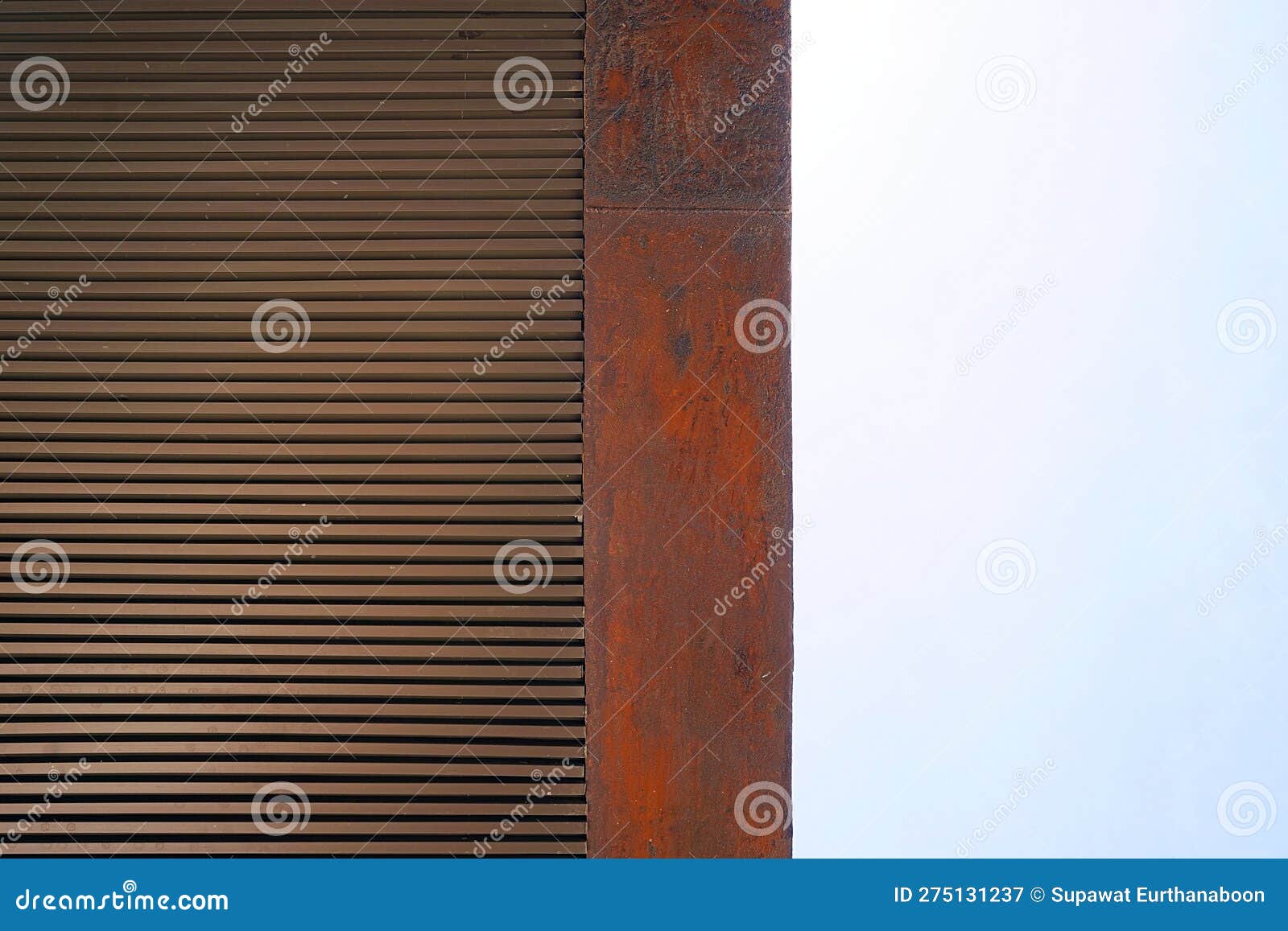 Close Up of Old Rusty Metal Wall with Blue Sky in the Background. Stock ...