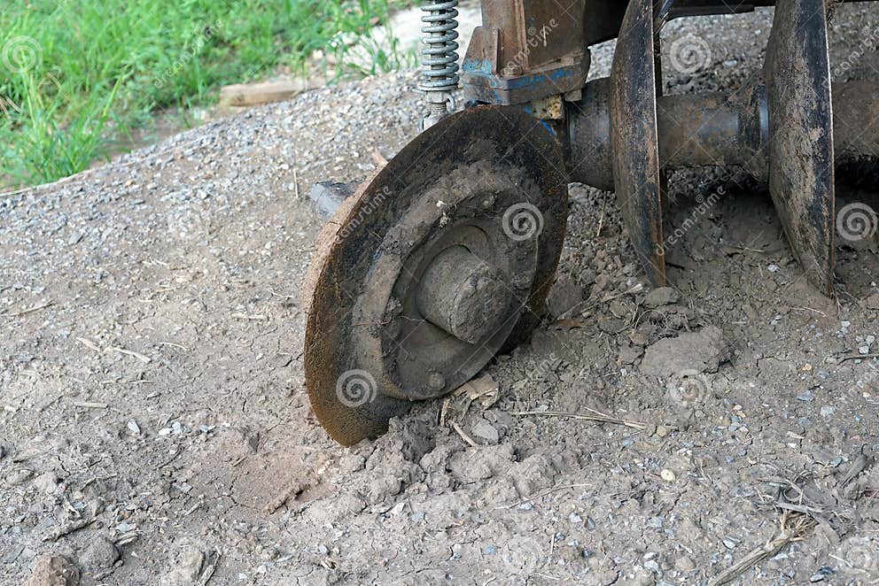 Close-up of Old Rusty Plow Tractor Disk of a Tractor on the ...