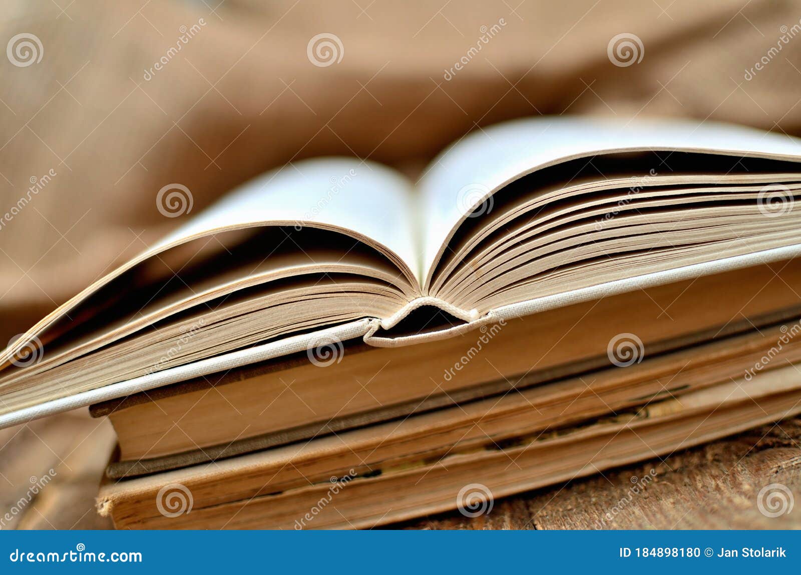 Close-up of Old Shabby Half Open Book Stock Photo - Image of aging ...