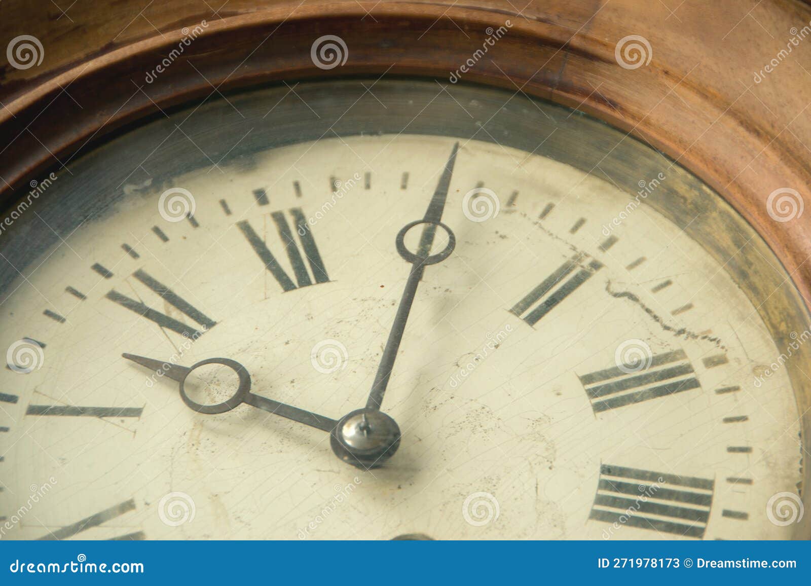 Close-up of an Old Shabby Retro Clock, the Time is almost Midnight ...