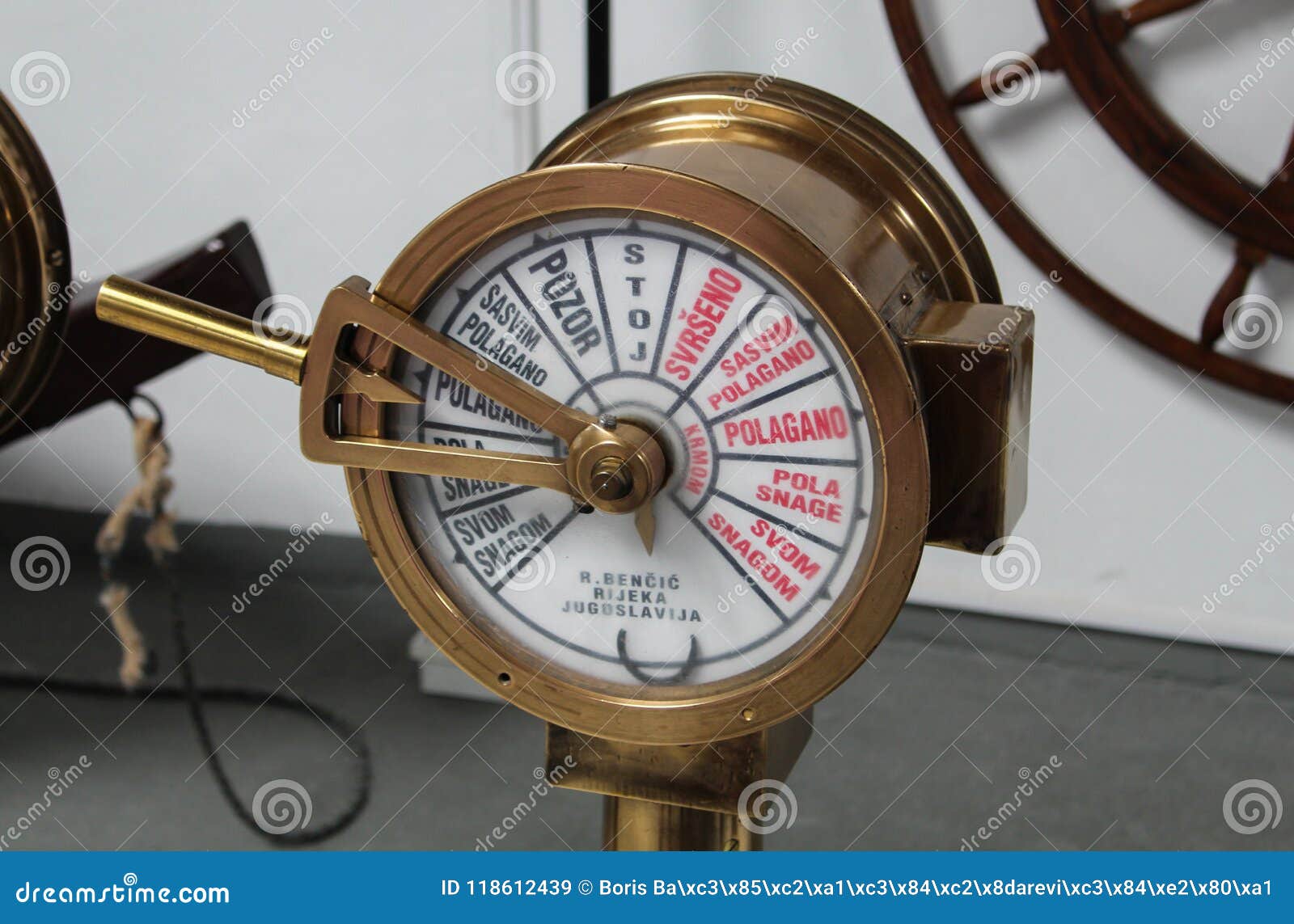 The Close Up of Old Ship Engine Order Telegraph. Stock Image - Image of ...
