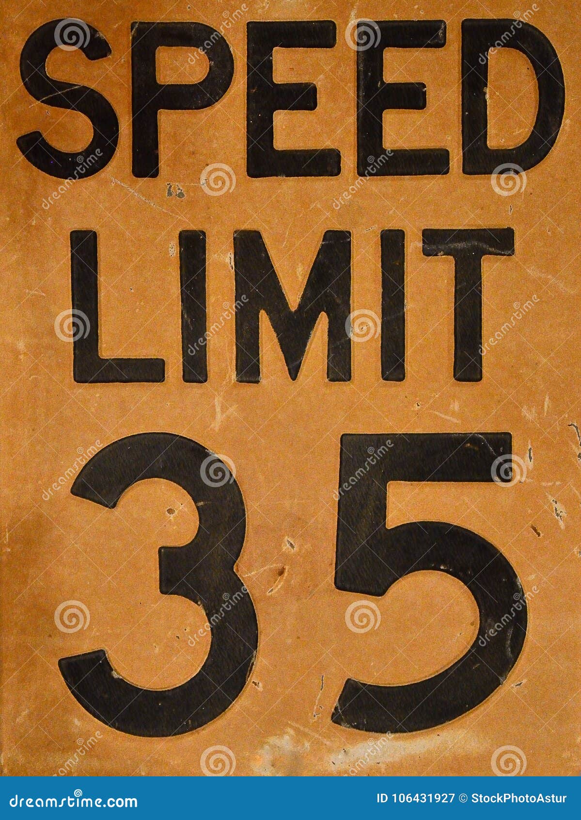 Old speed limit 35 sign. stock image. Image of thirty - 106431927