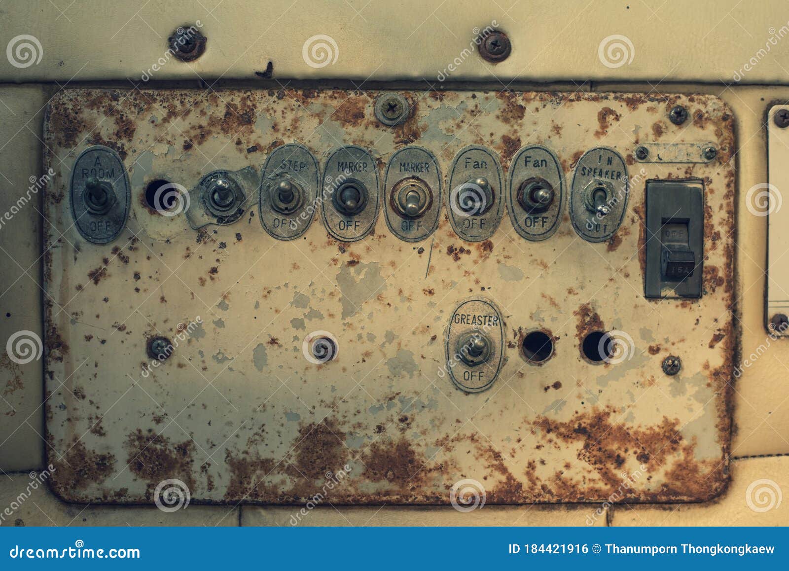 Close-up of Old Switch Panel Electric Circuit Breaker, Electric Box ...