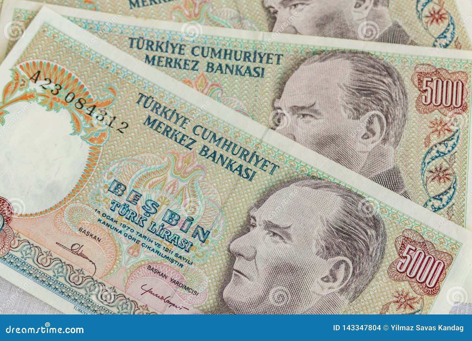 Close Up Old Turkish Lira Banknotes Stock Photo - Image of front ...