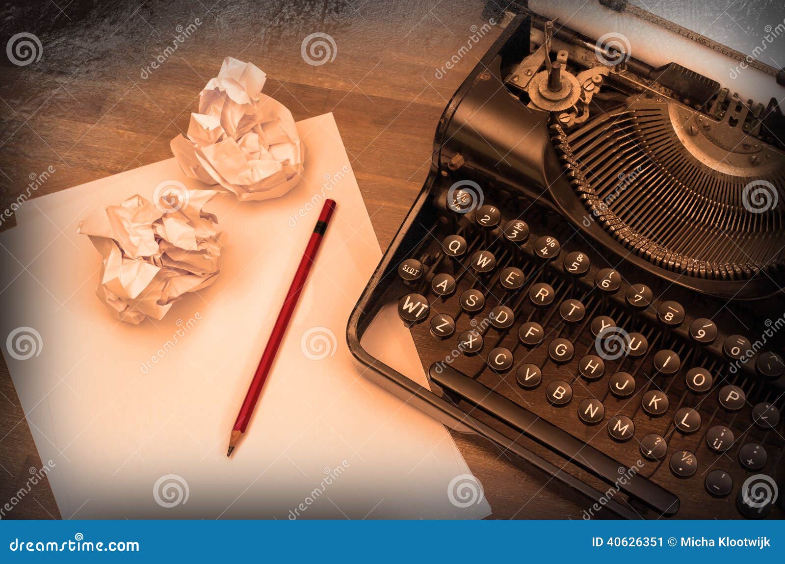 Close-up of an Old Typewriter with Paper Stock Image - Image of page ...