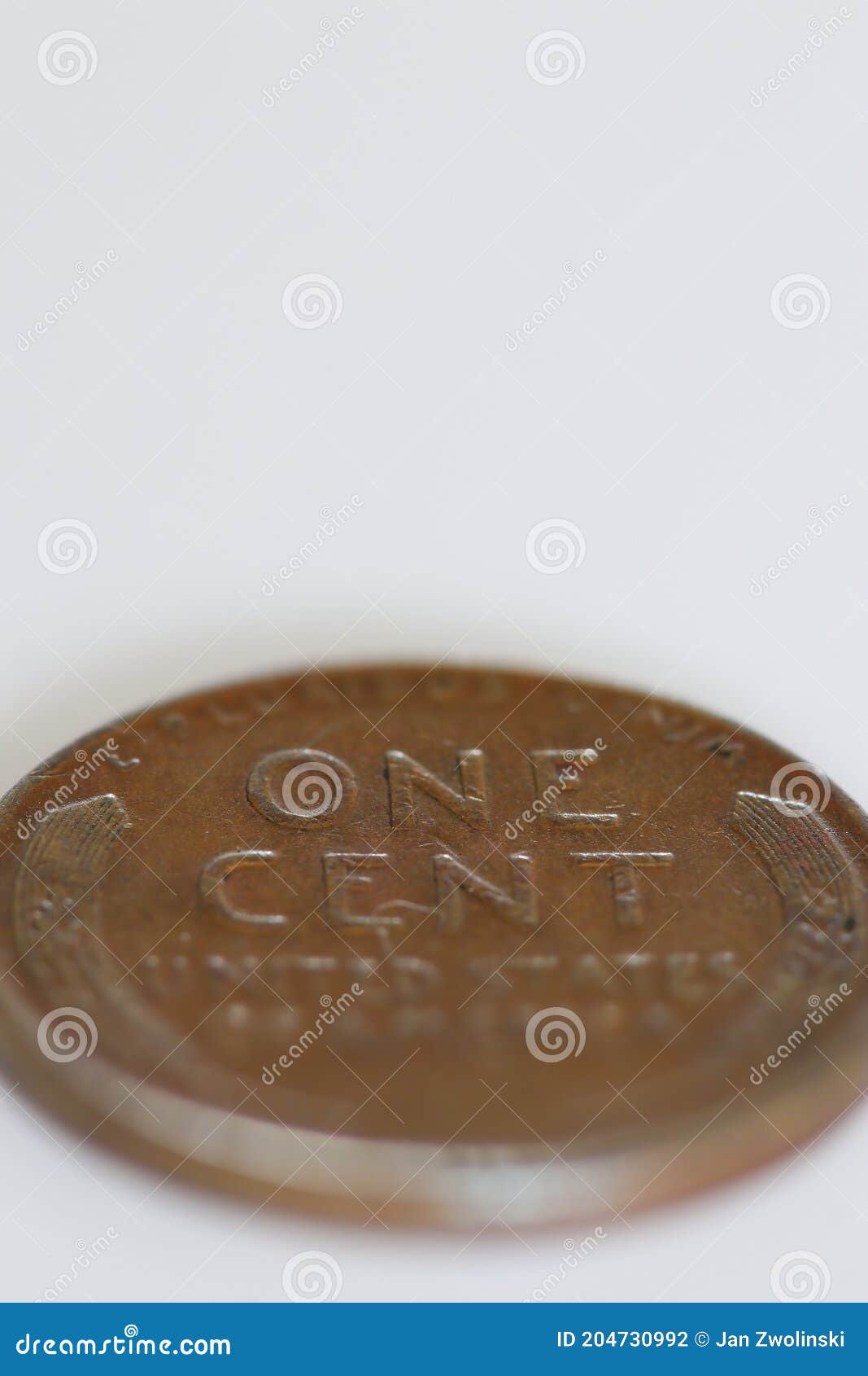 Close-up of one cent coin stock photo. Image of metal - 204730992