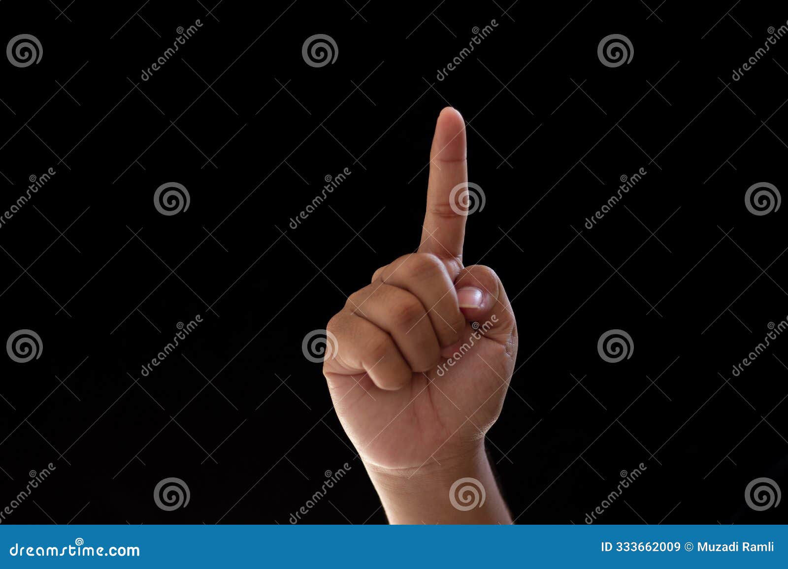 Close-up of One Hand Pointing or Indicating the Number One. Isolated ...