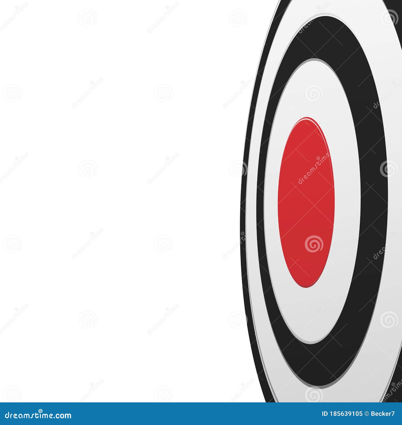 Close-up and from One Side View of Black Round Target with Red Center ...