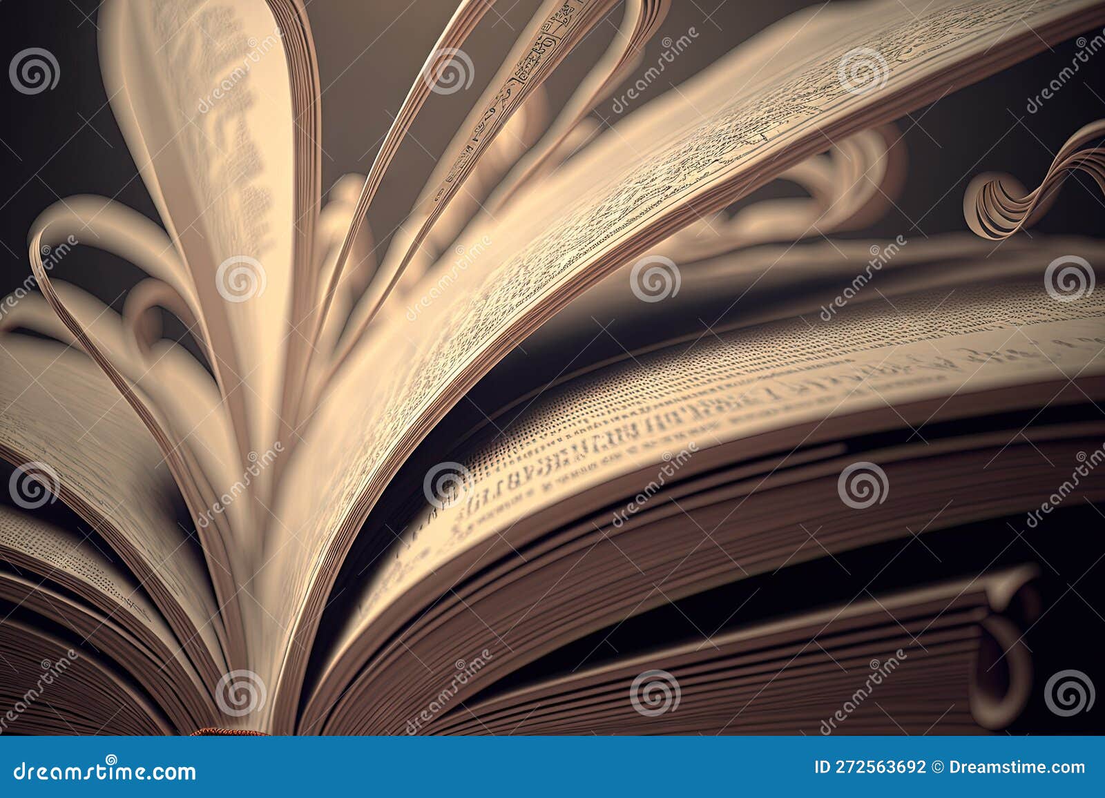 Close-up of Open Book Pages Stock Illustration - Illustration of ...