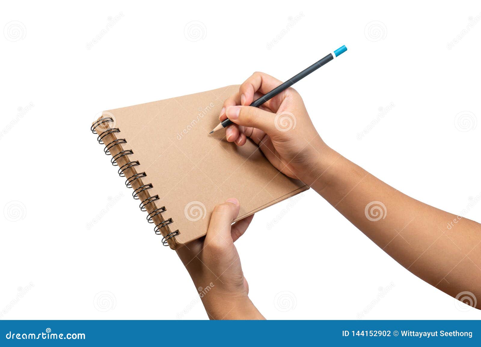 Close Up of Open Brown Blank Notebook with Ring Loop Binding. Empty ...