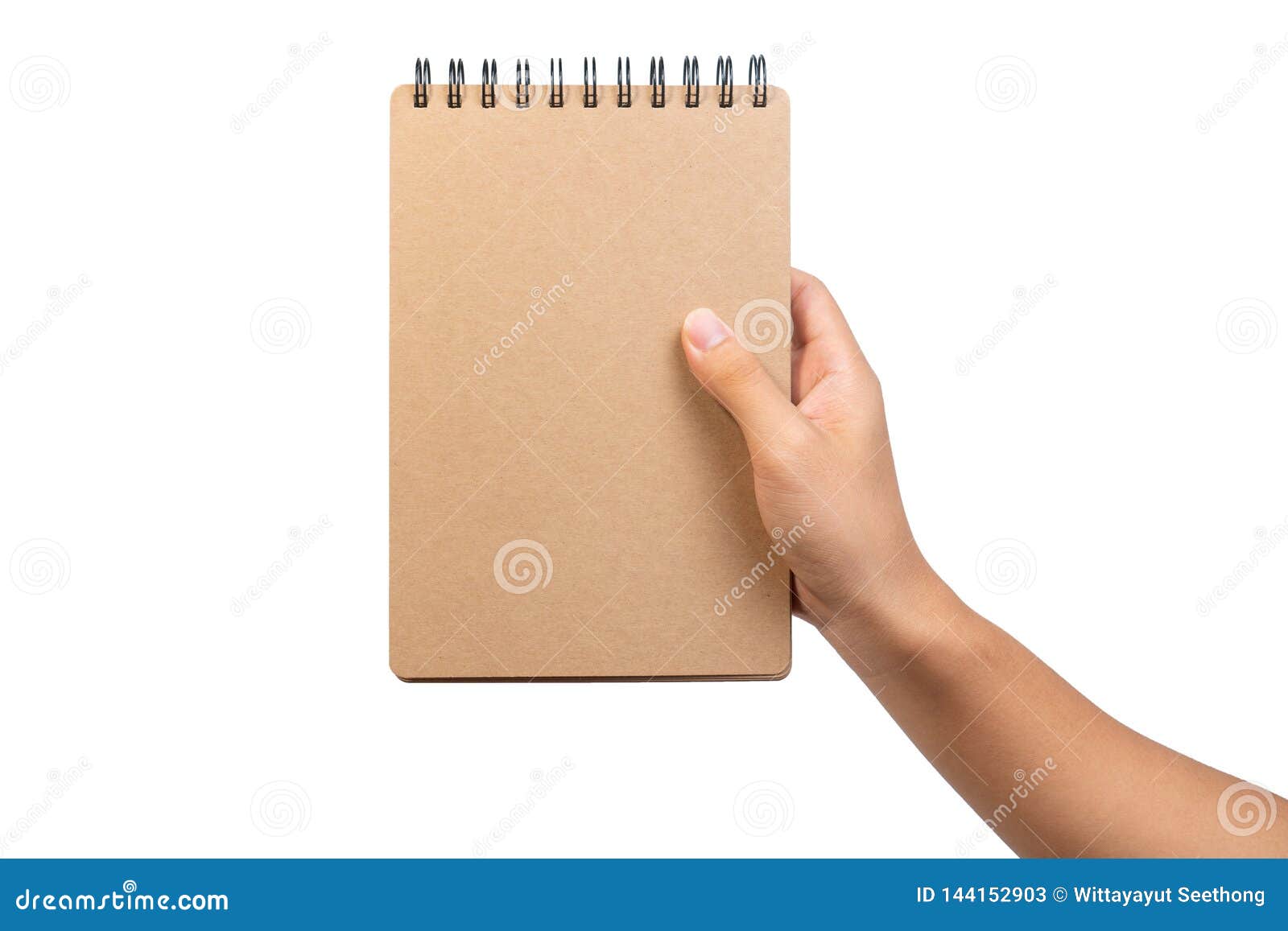 Close Up of Open Brown Blank Notebook with Ring Loop Binding. Empty ...