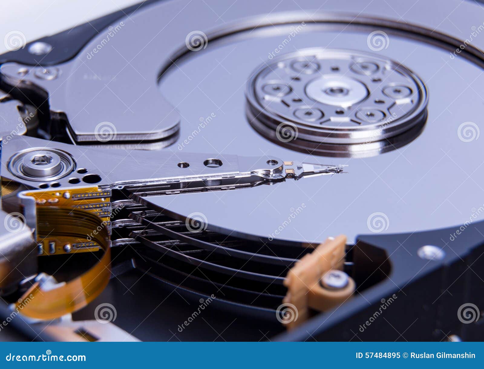 Close Up of Open Computer Hard Disk Drive Stock Image - Image of device ...