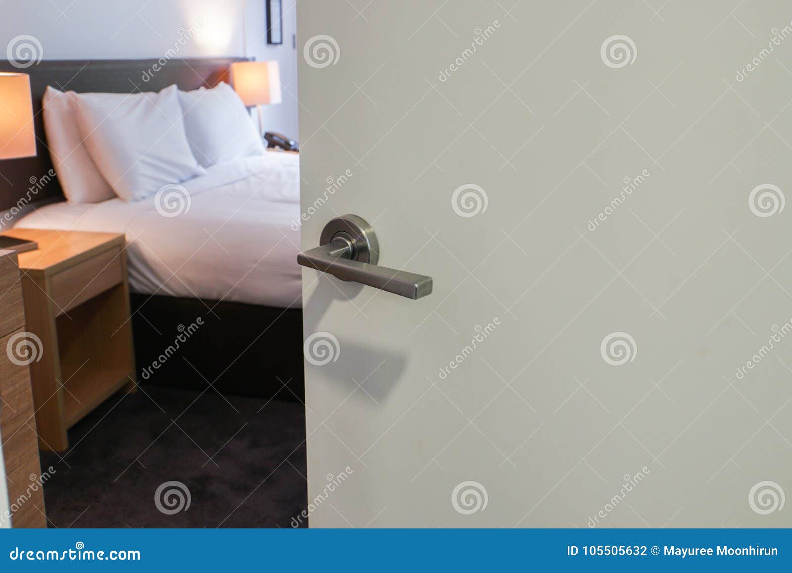 Close Up Open Door Access To Master Bedroom Stock Photo - Image of ...