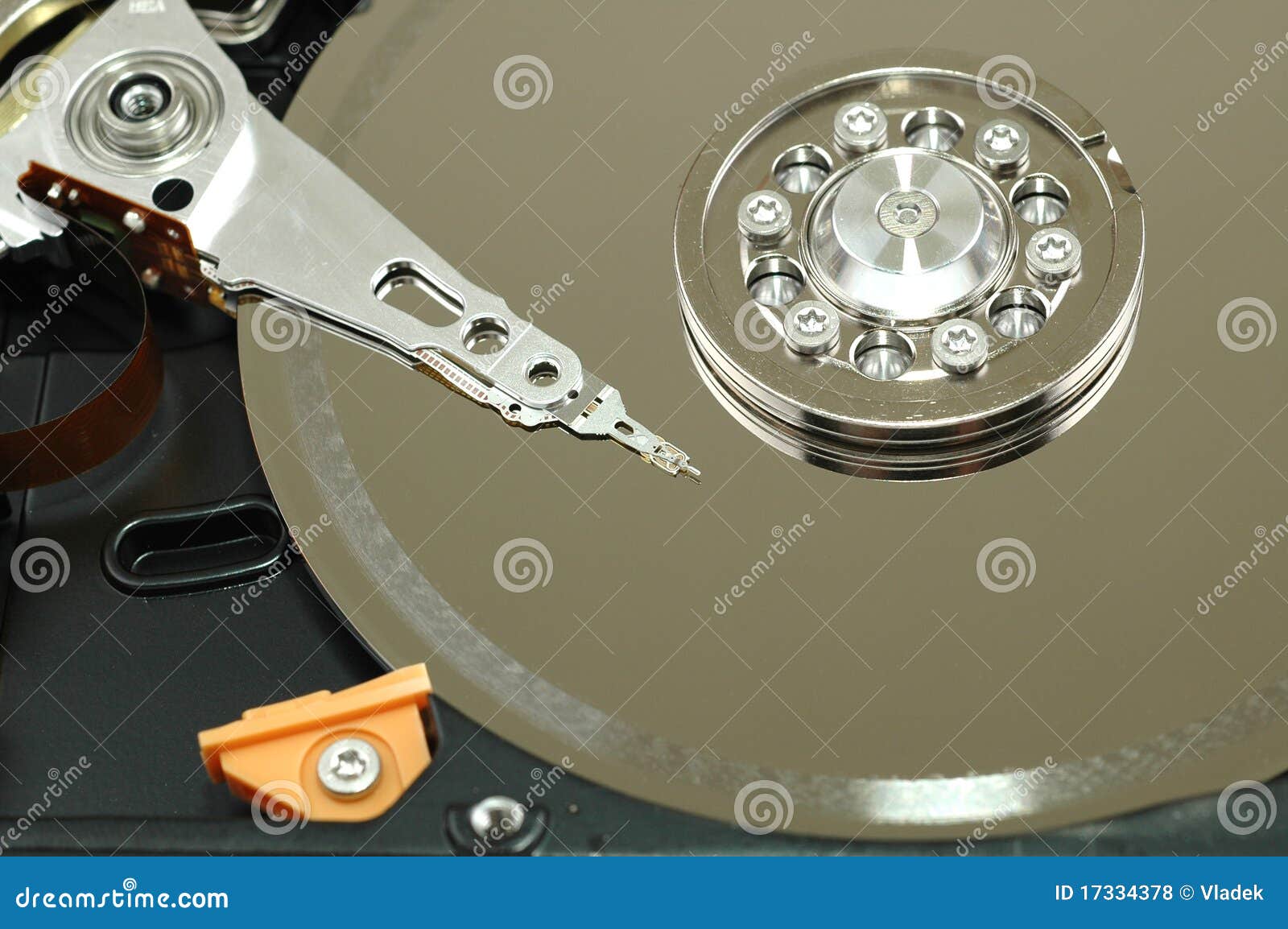 Close Up of Opened Hard Disk Drive Stock Photo - Image of datapump ...