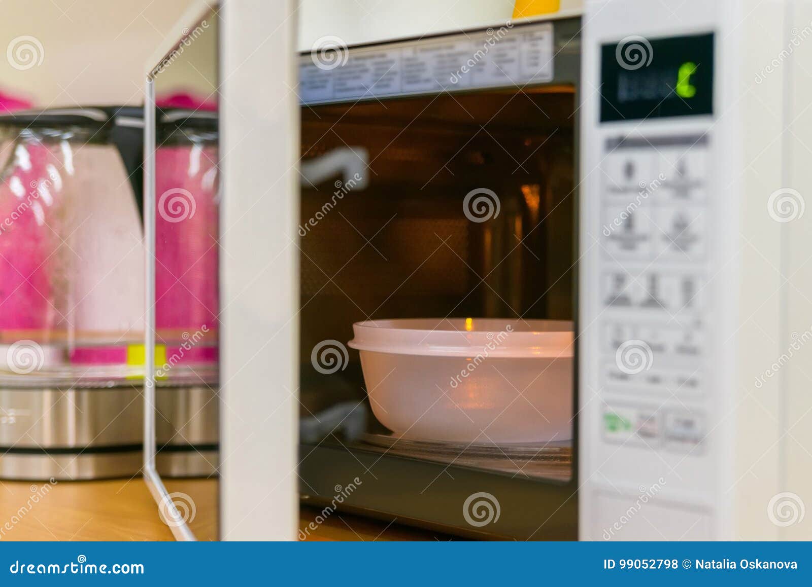 Close Up Opened Modern Microwave Oven Stock Photo - Image of electric ...