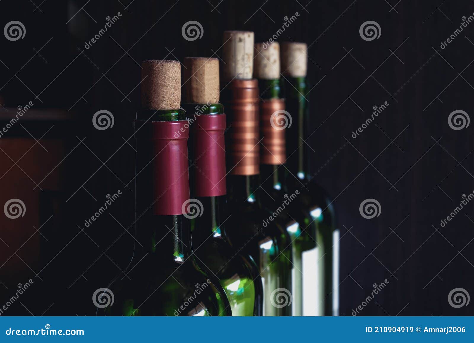 Close Up of Opened Wine Bottles To Serve Stock Image - Image of closeup ...