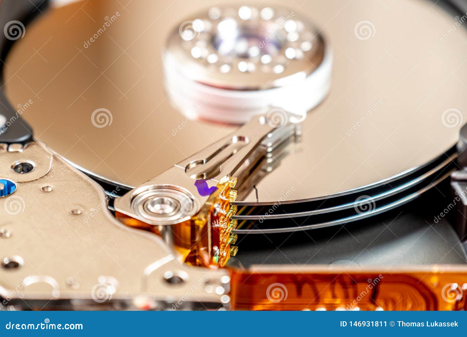 Close-up of an Operating Computer Harddisk Reading and Writing Data ...