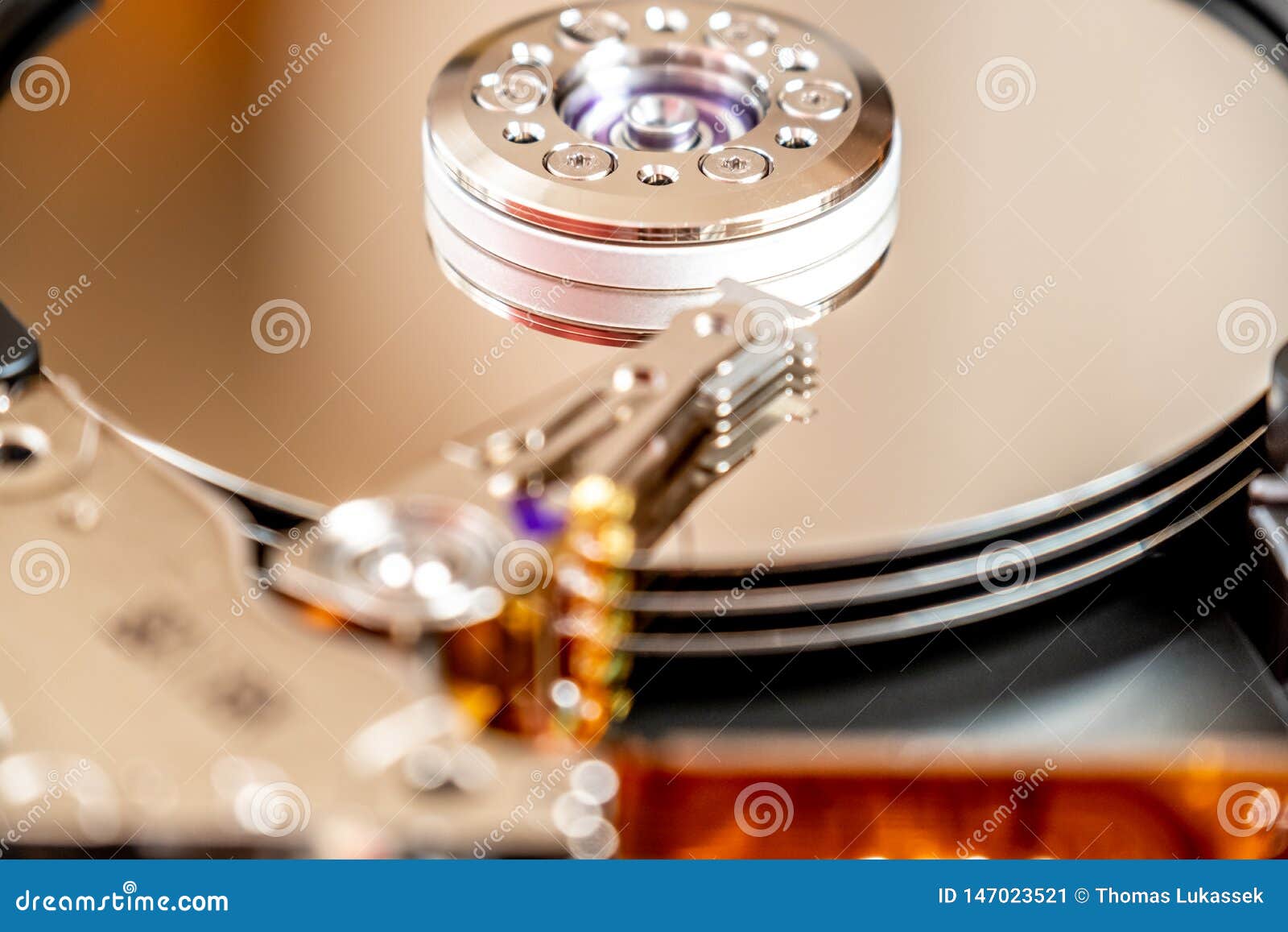 Close-up of an Operating Computer Harddisk Reading and Writing Data ...
