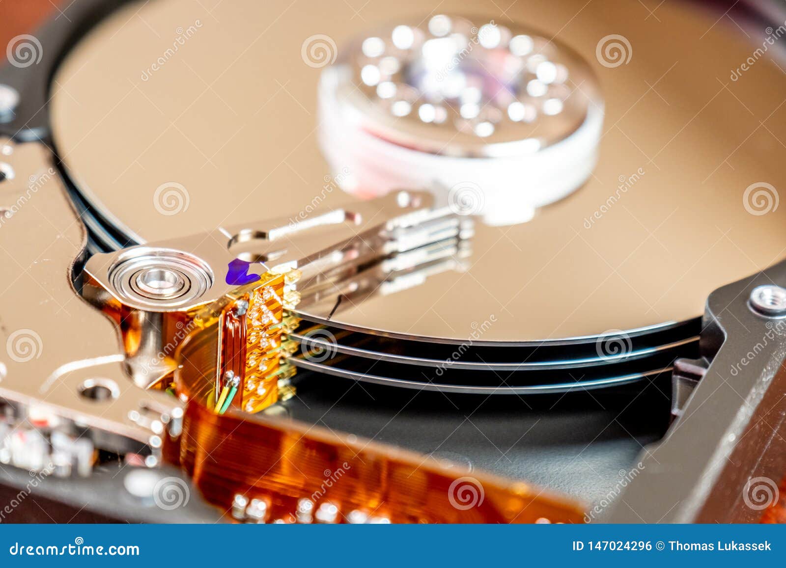 Close-up of an Operating Computer Harddisk Reading and Writing Data ...