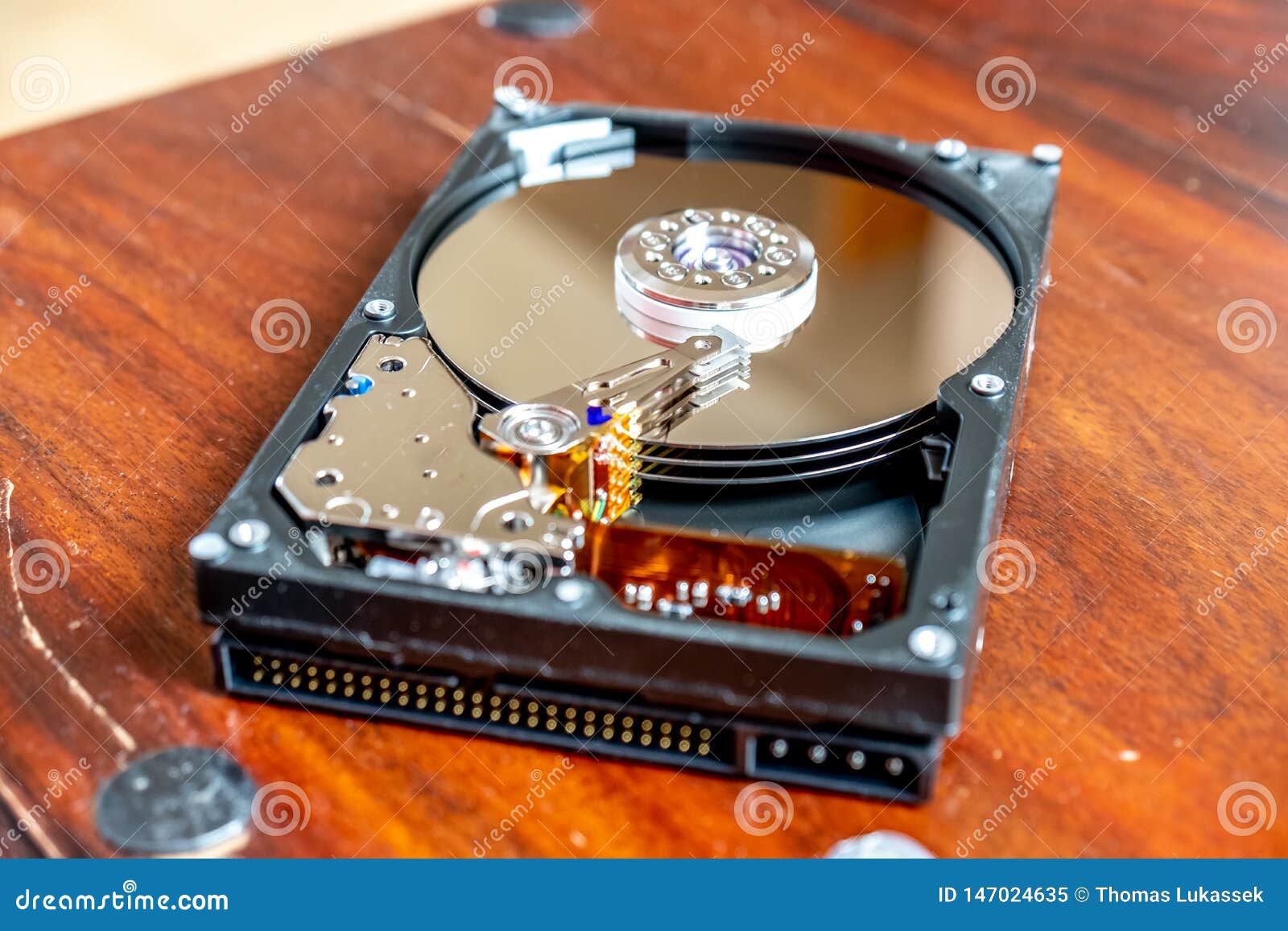 Close-up of an Operating Computer Harddisk Reading and Writing Data ...