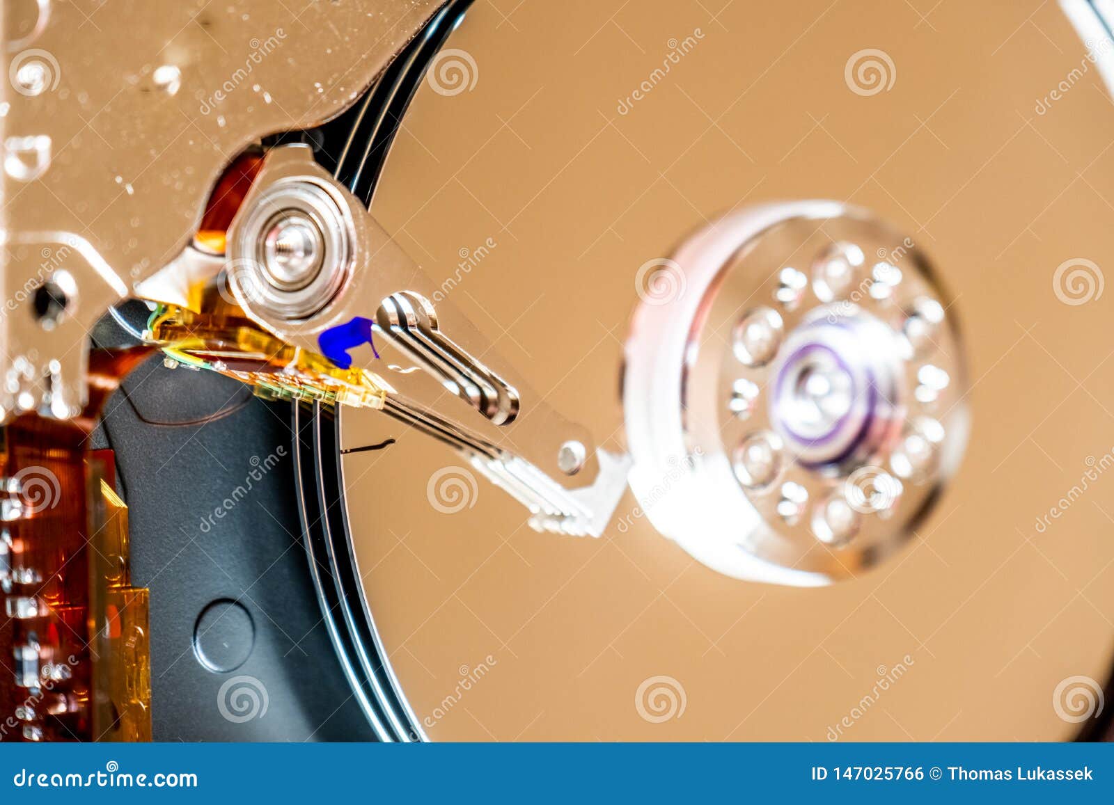 Close-up of an Operating Computer Harddisk Reading and Writing Data ...