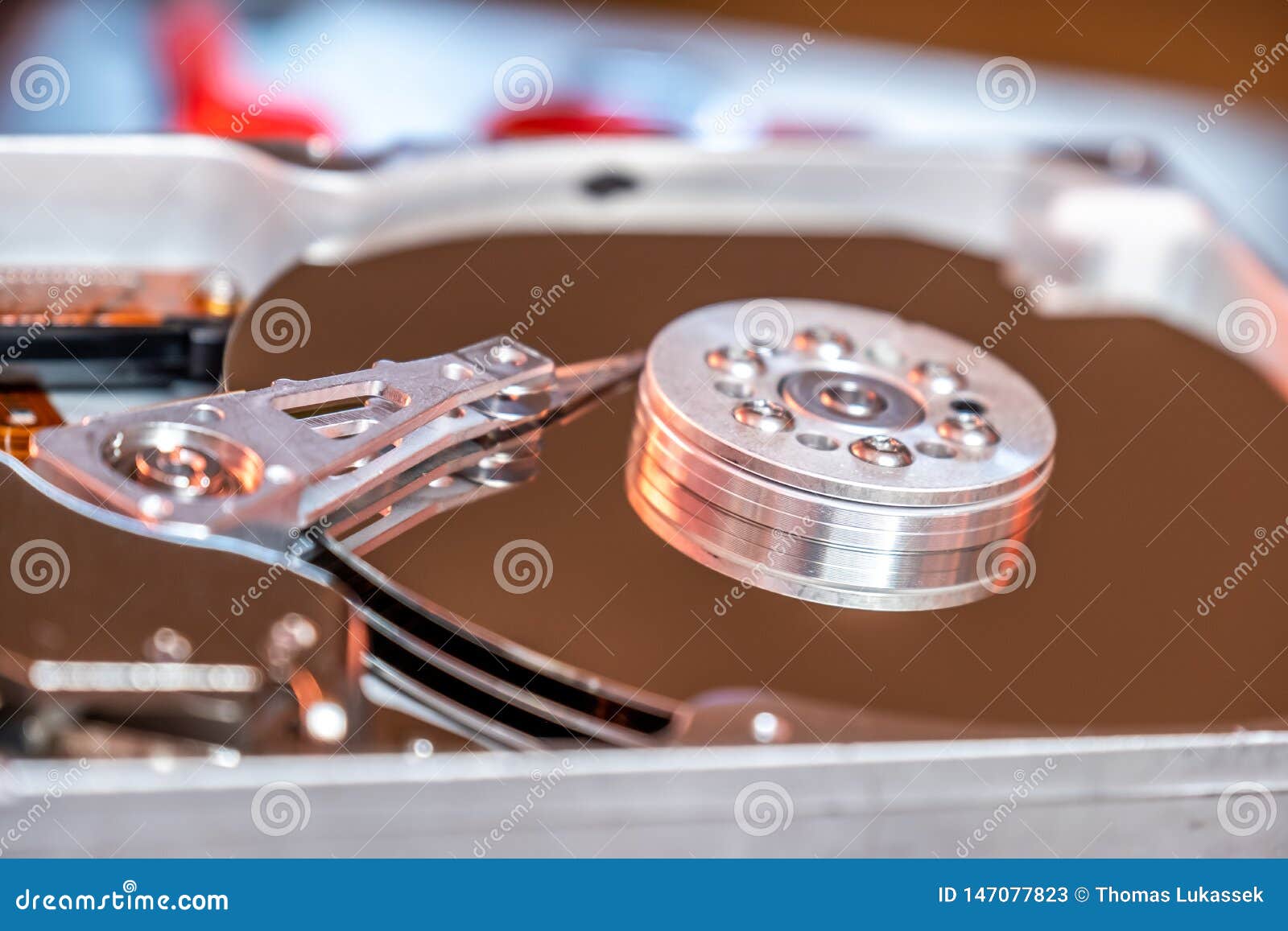 Close-up of an Operating Computer Harddisk Reading and Writing Data ...