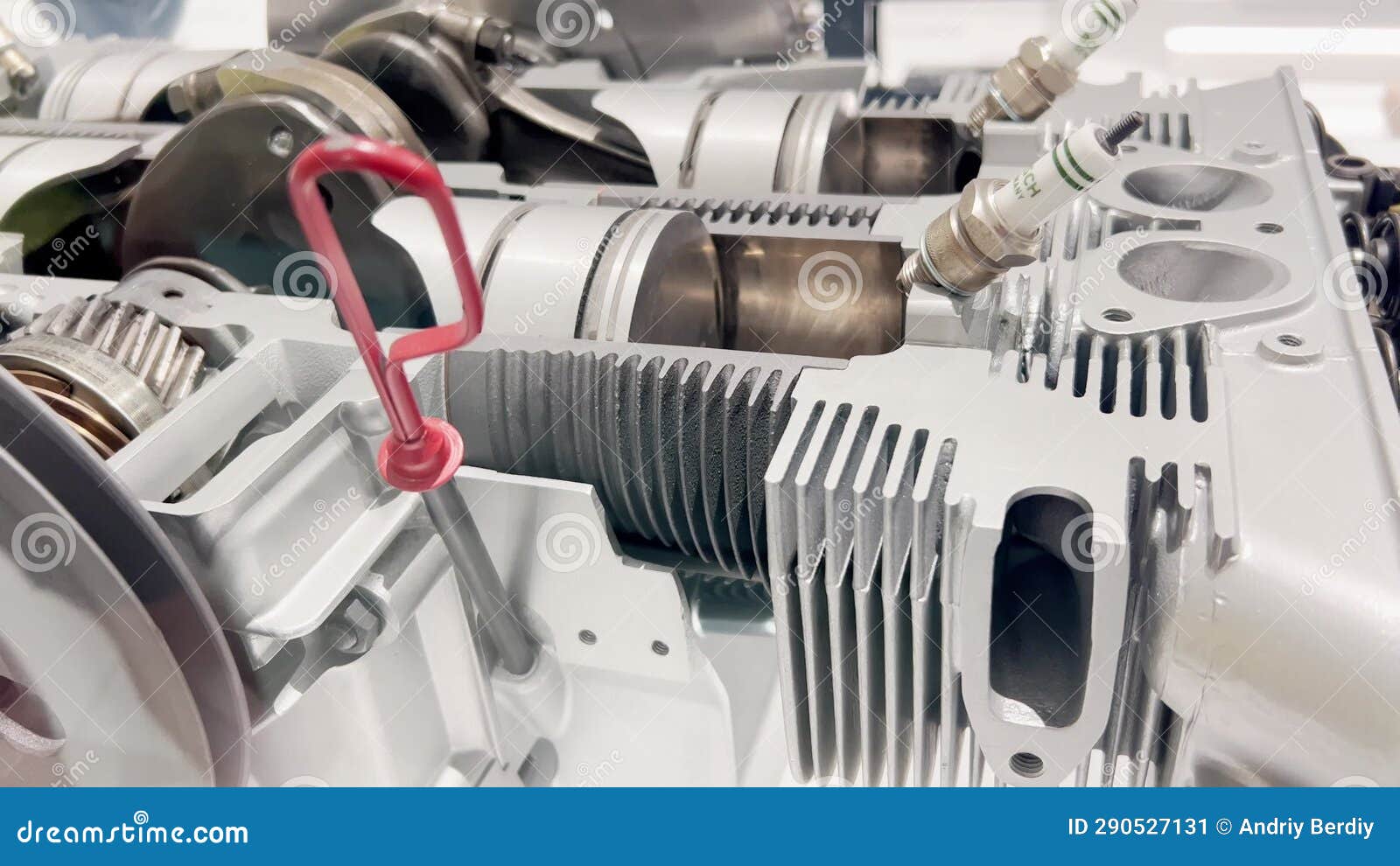 Close-up Operation of a Diesel Internal Combustion Engine. Engine ...