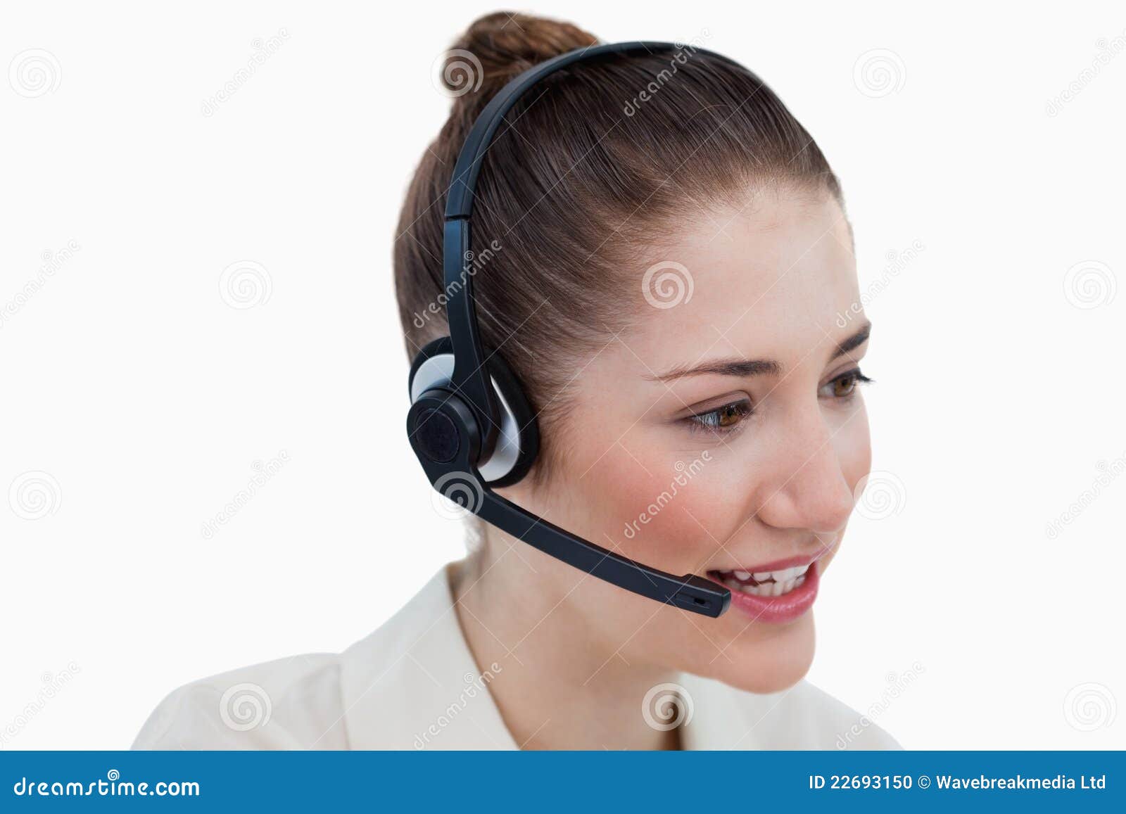 Close Up of an Operator Talking through a Headset Stock Photo - Image ...
