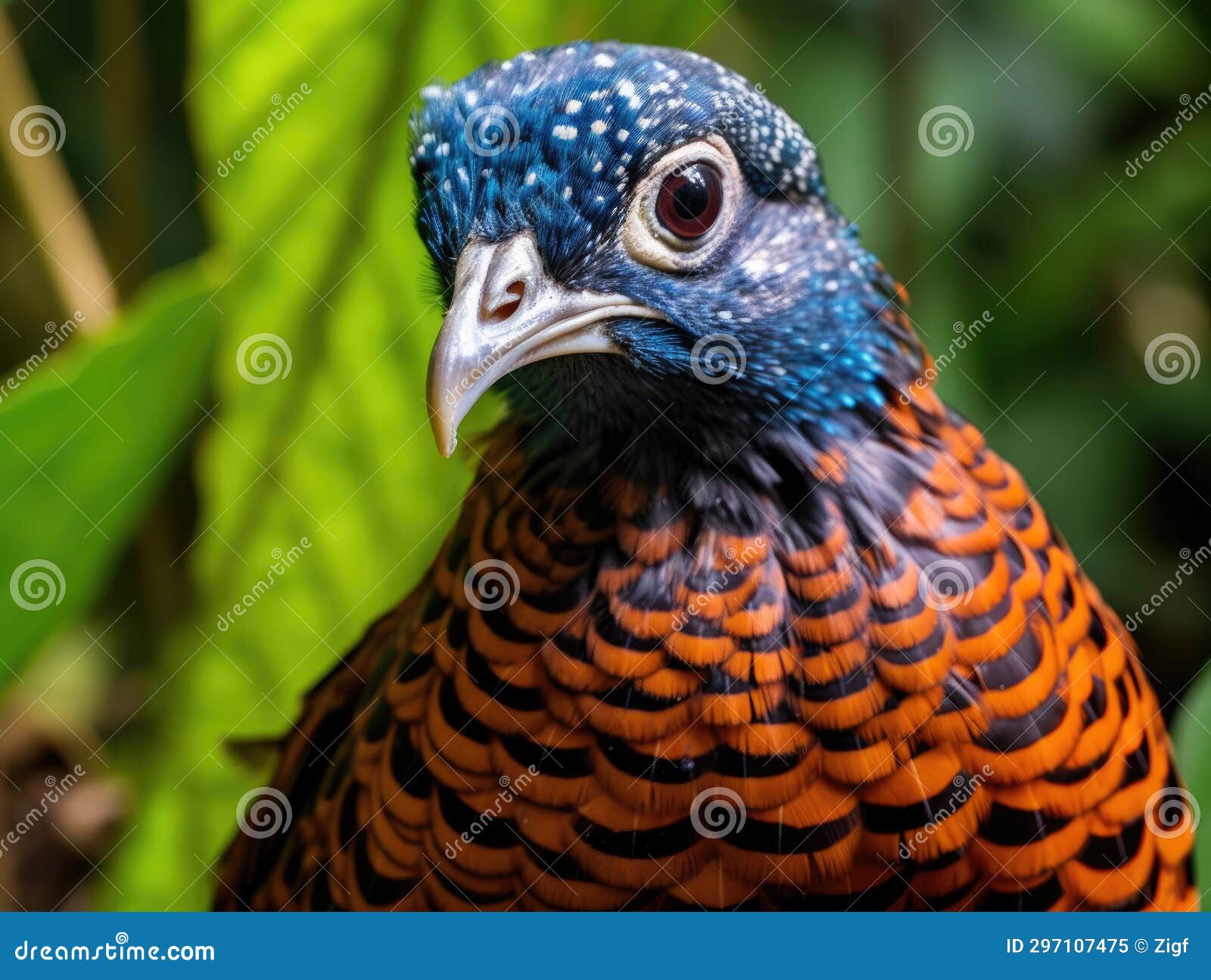 Close Up of an Orange and Blue Pheasant Stock Illustration ...