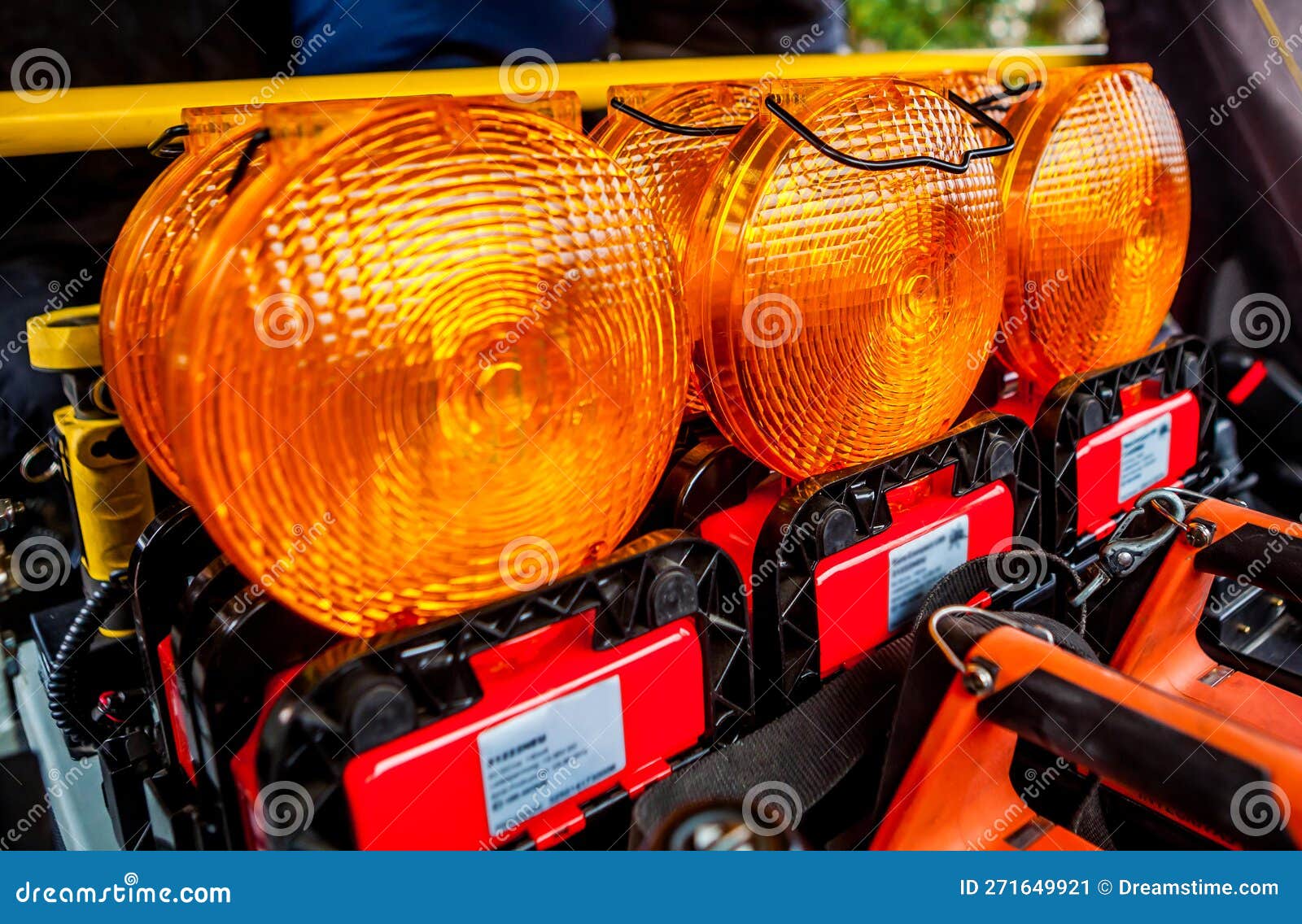 Close-up of the Orange Flashing Beacons of a Fire Engine. Fire ...