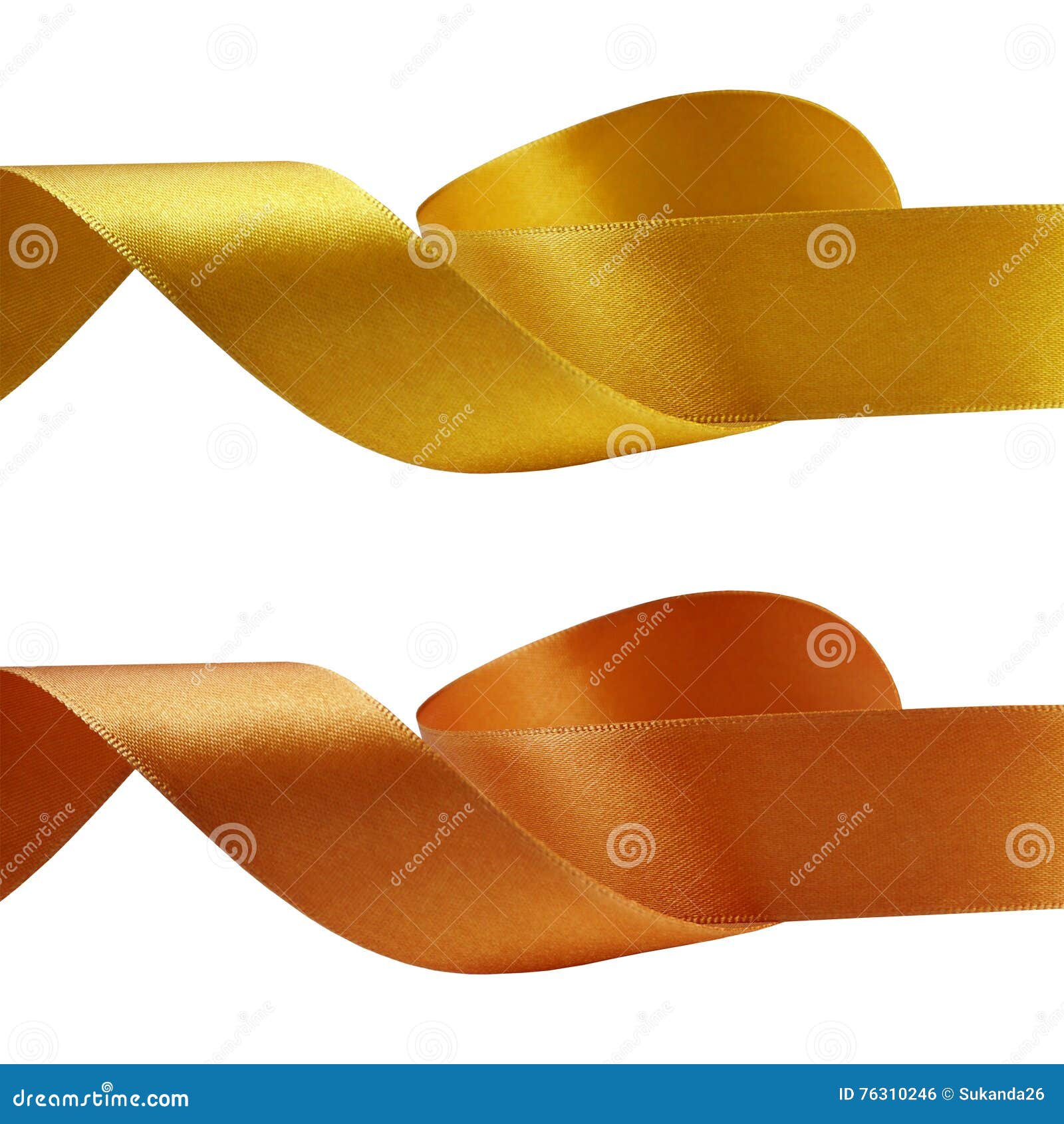 Close Up of Orange and Gold Ribbon Isolated Stock Photo - Image of ...