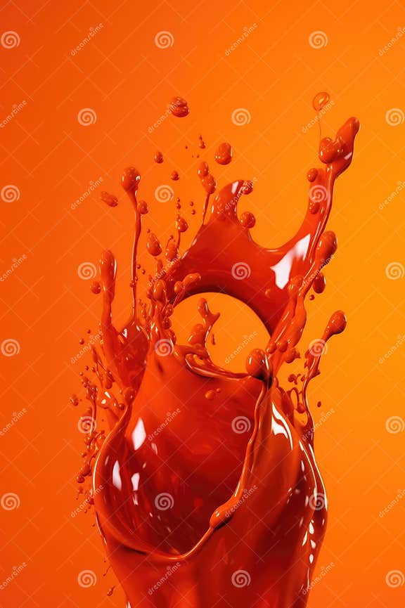 Close Up of Orange Liquid Splashing on Orange Background Created Using ...