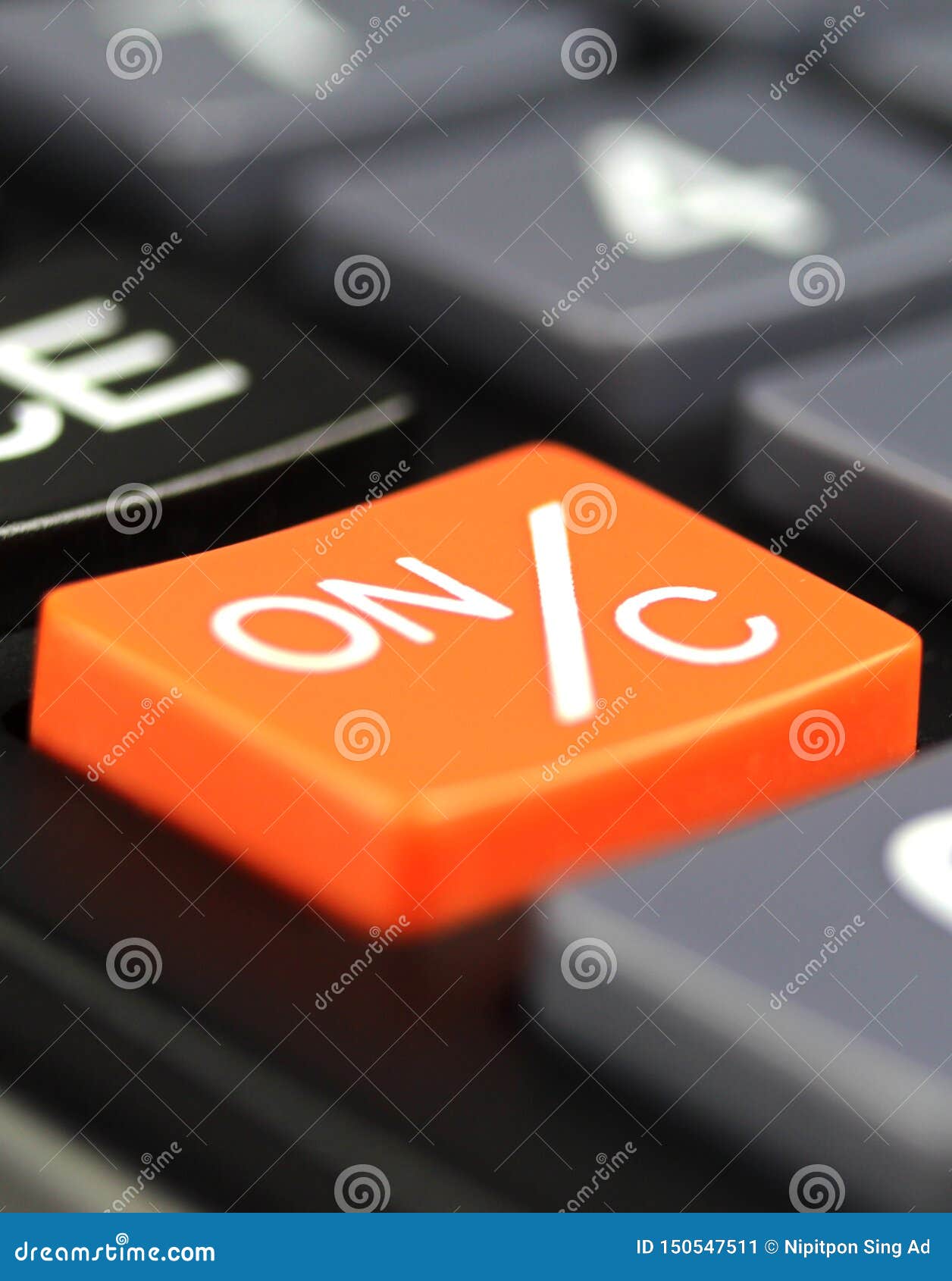Close Up Orange Power Button on/C in Calculator Stock Image - Image of ...