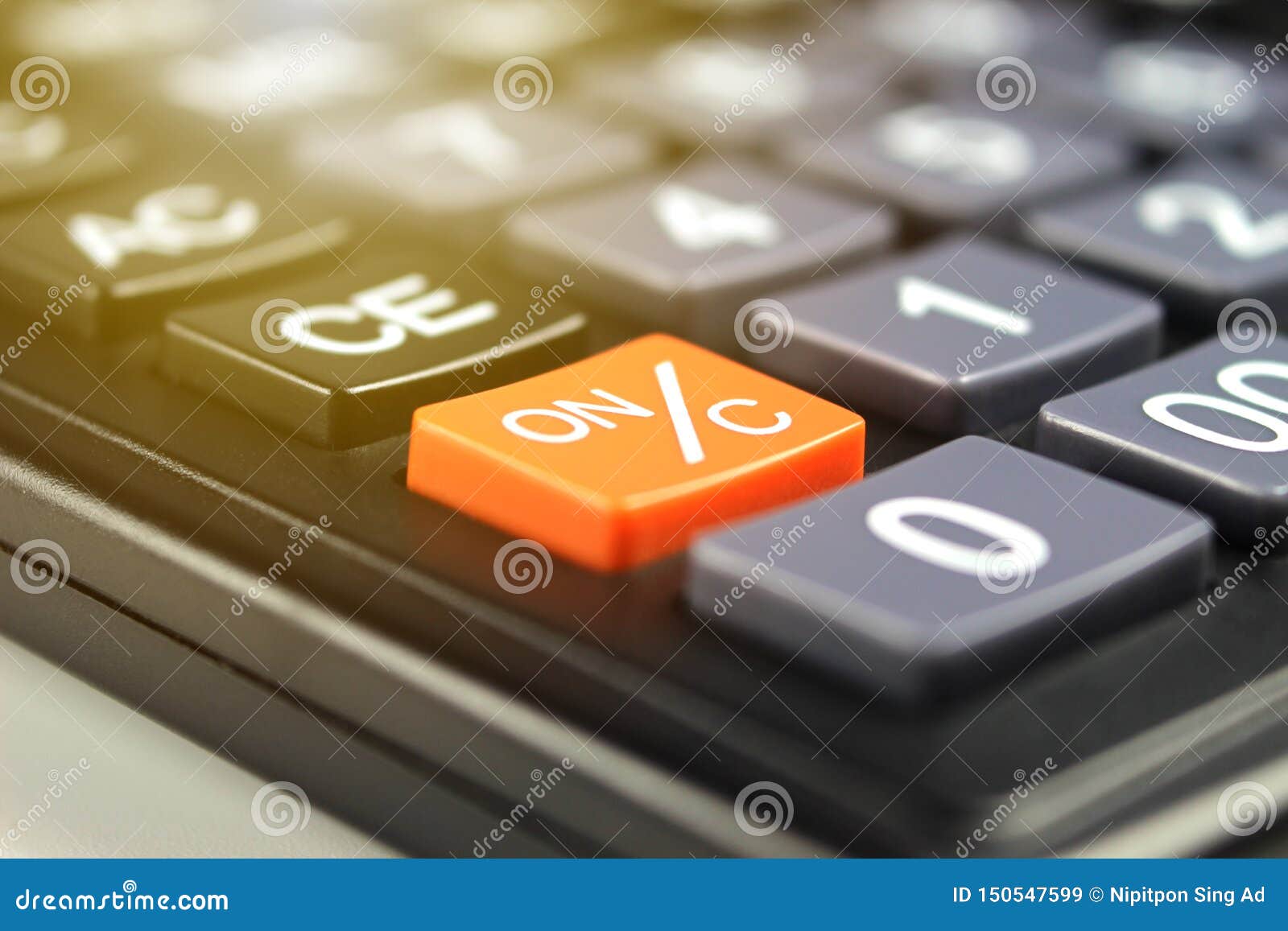 Close Up Orange Power Button on/C in Calculator Stock Image - Image of ...