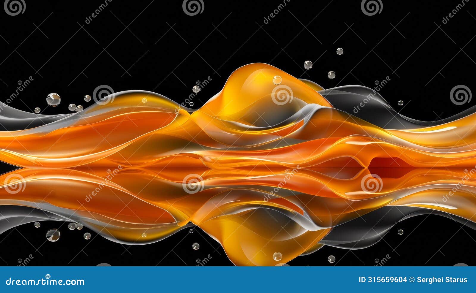 A Close Up of Orange and Yellow Liquid Flowing on a Black Background ...