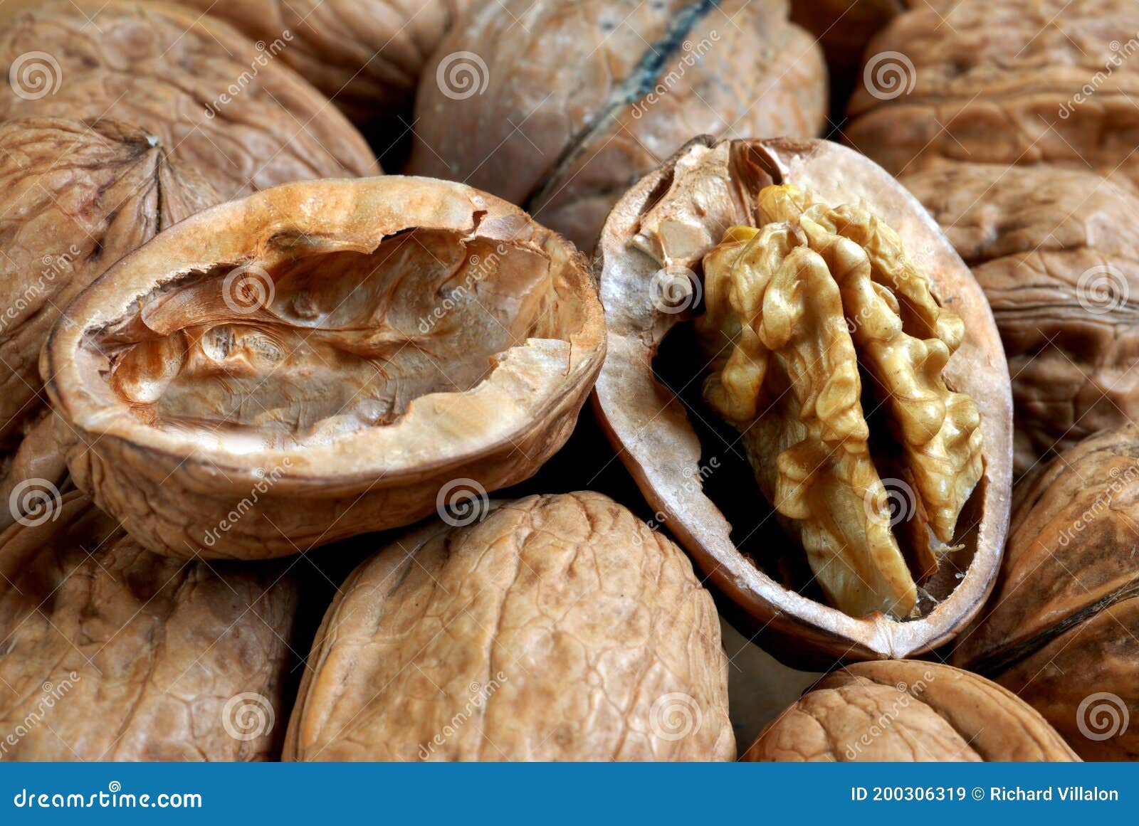Open Walnut Close-up on Other Nuts Stock Image - Image of fatty ...
