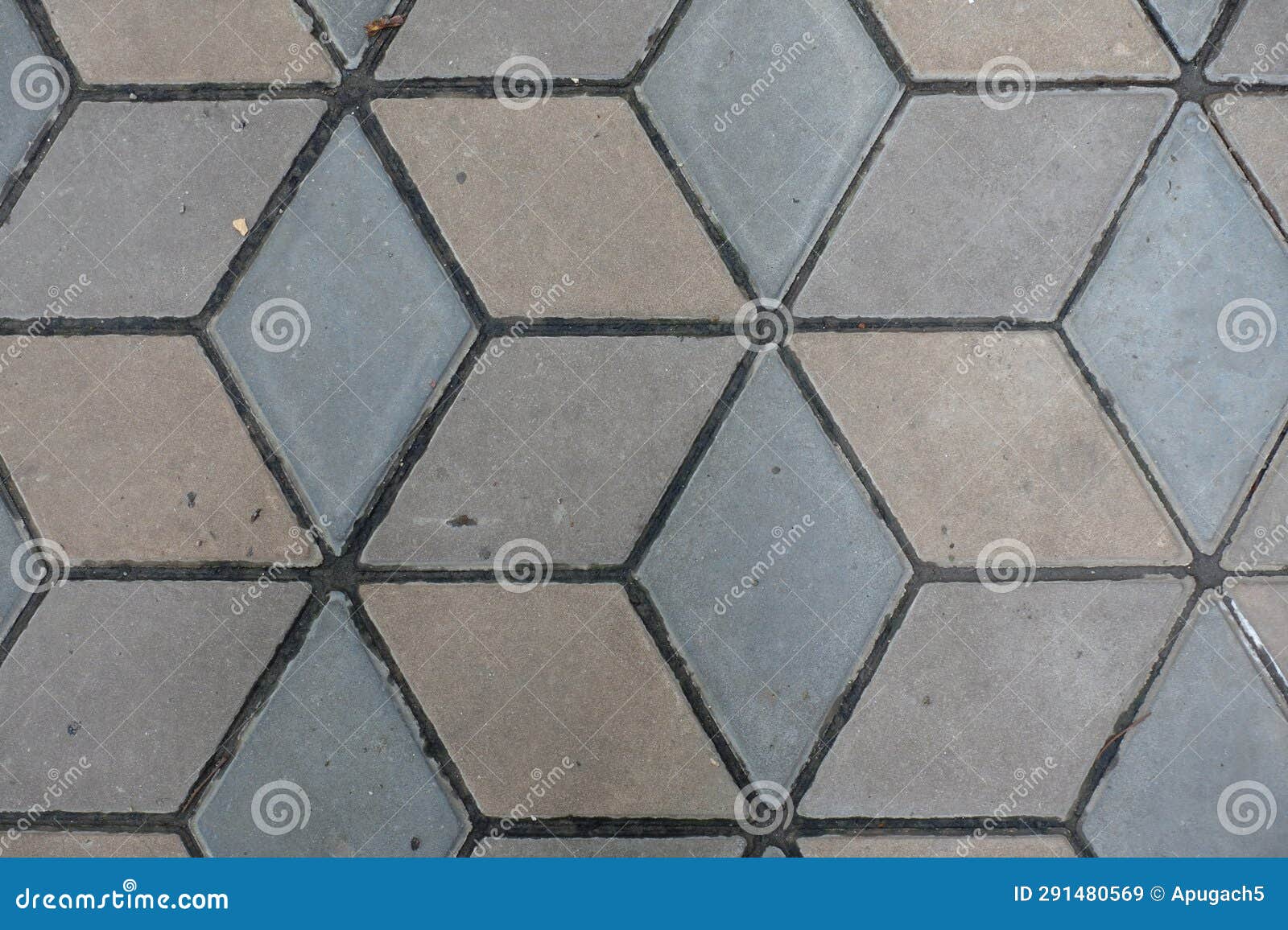Close-up of Ornamental Pavement Made of Brown and Grey Concrete Blocks ...