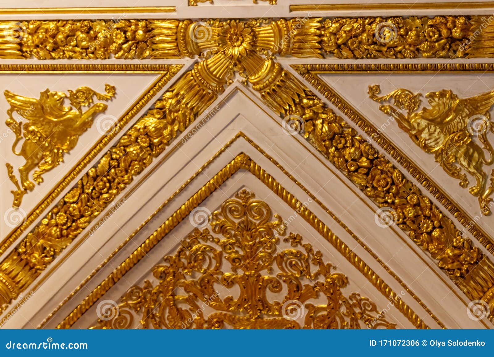 Close-up of Ornate Gilded Golden Ceiling Stock Photo - Image of ...