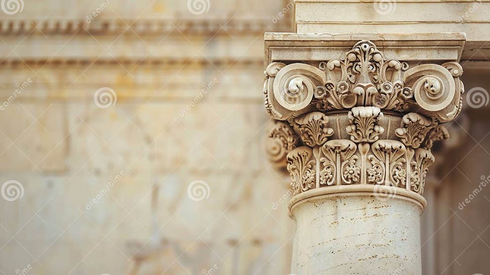 Close-up of Ornate Stone Column Capital, Classical Architectural ...