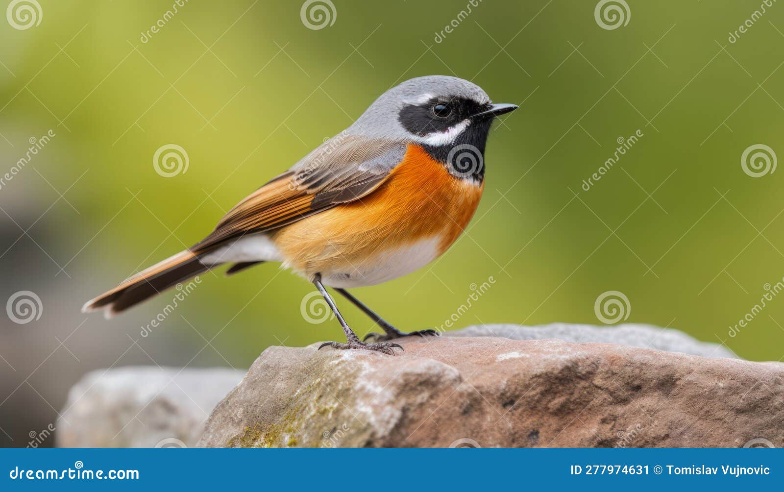 Close Up of Outdoor Common Redstart Bird Stock Illustration ...