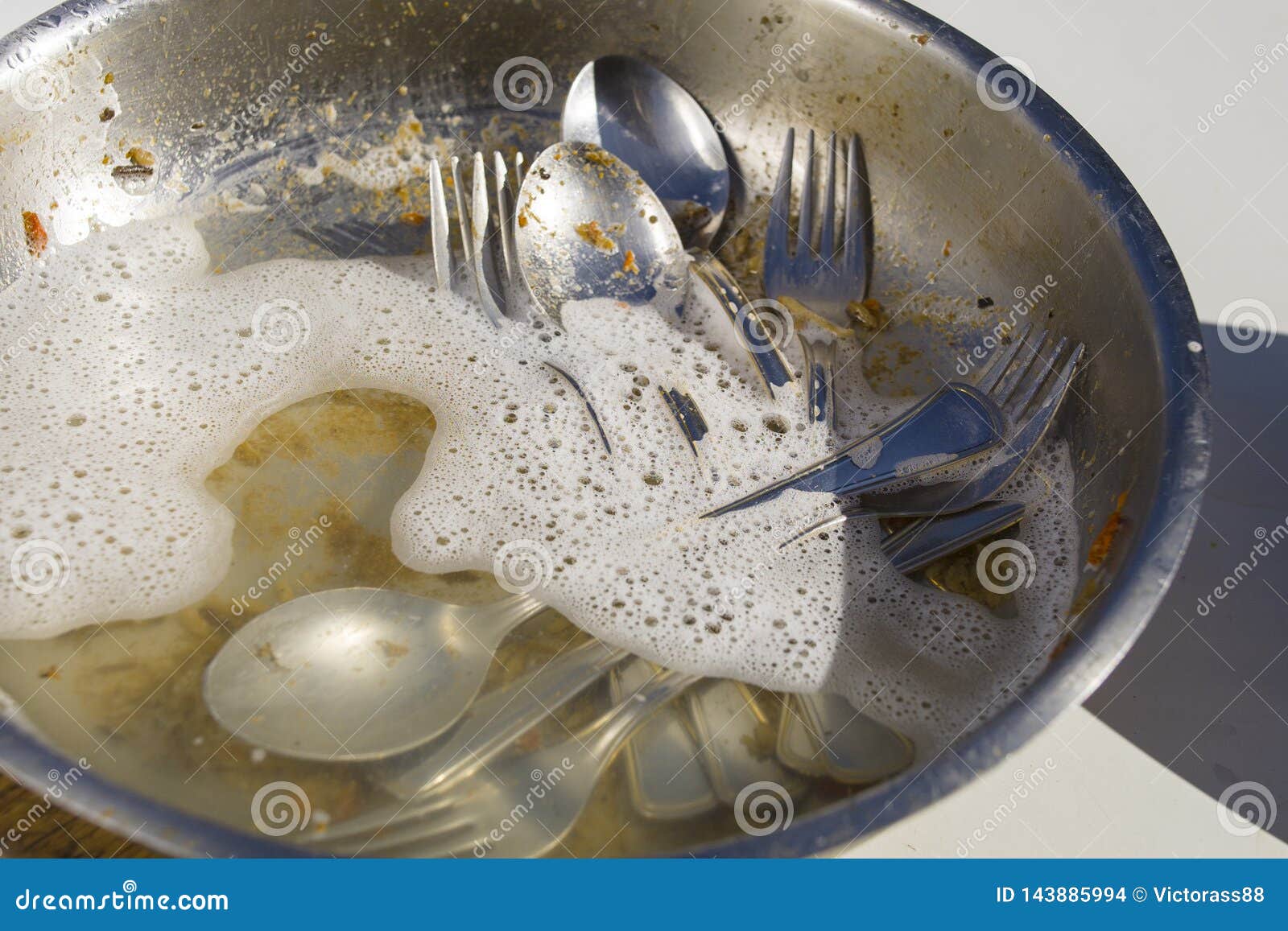 Soaking dirty silverware stock photo. Image of stainless - 143885994
