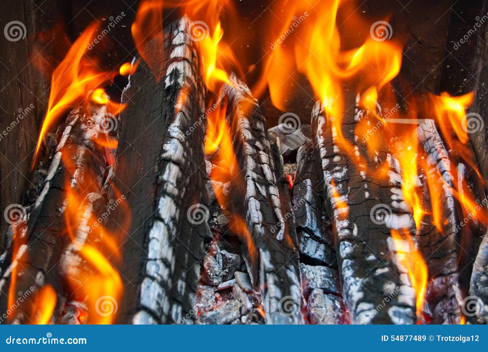 Close Up of an Outdoor Fire Burning Stock Image - Image of fiery, ember ...