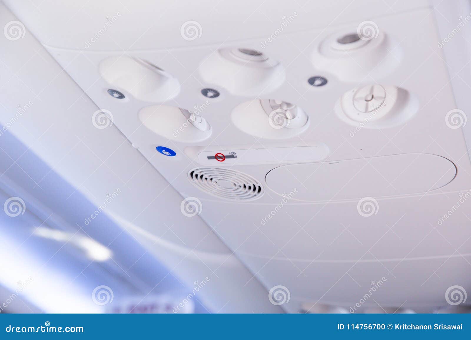 Overhead Console In The Modern Passenger Aircraft. Stock Photography ...