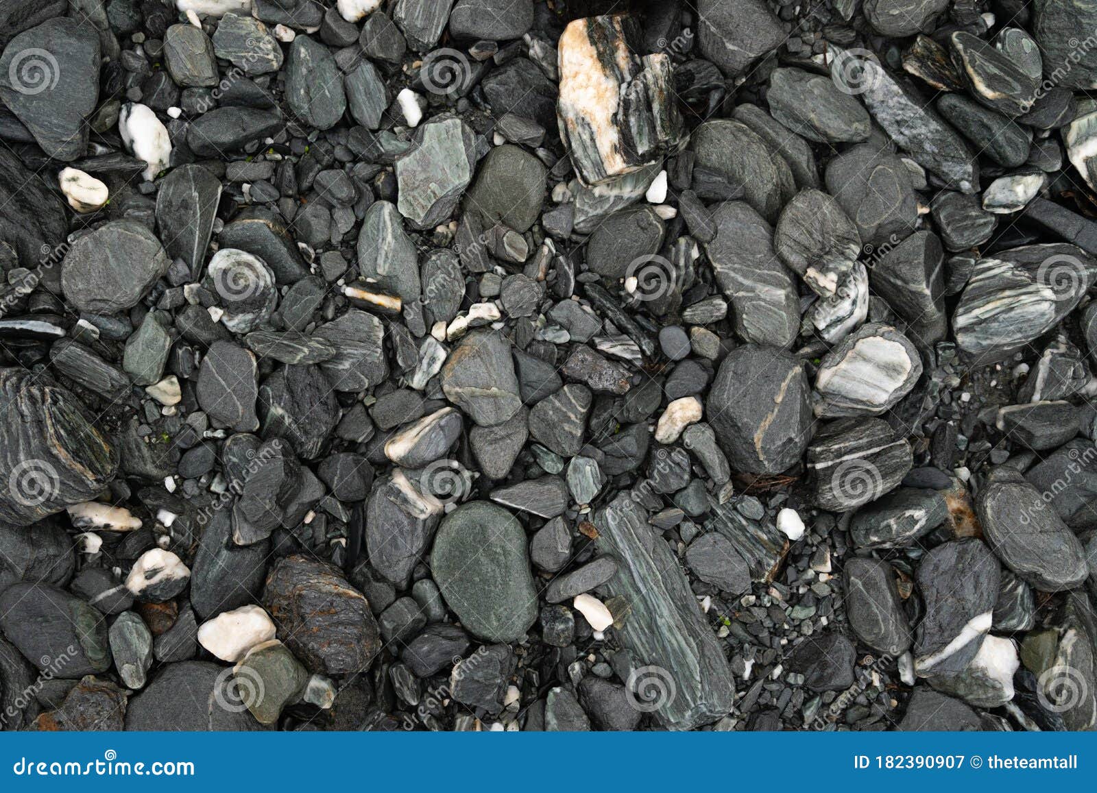 Close-up Overhead View of Random Wet Glacial Pebbles Stock Image ...