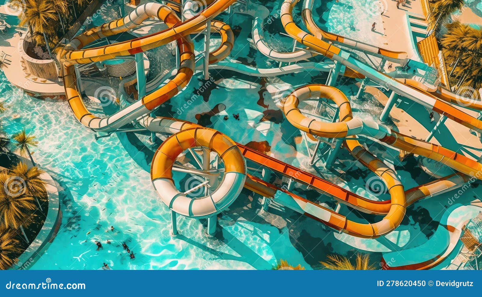 Close-up Overhead View of a Water Slide. Generative AI Stock Photo ...